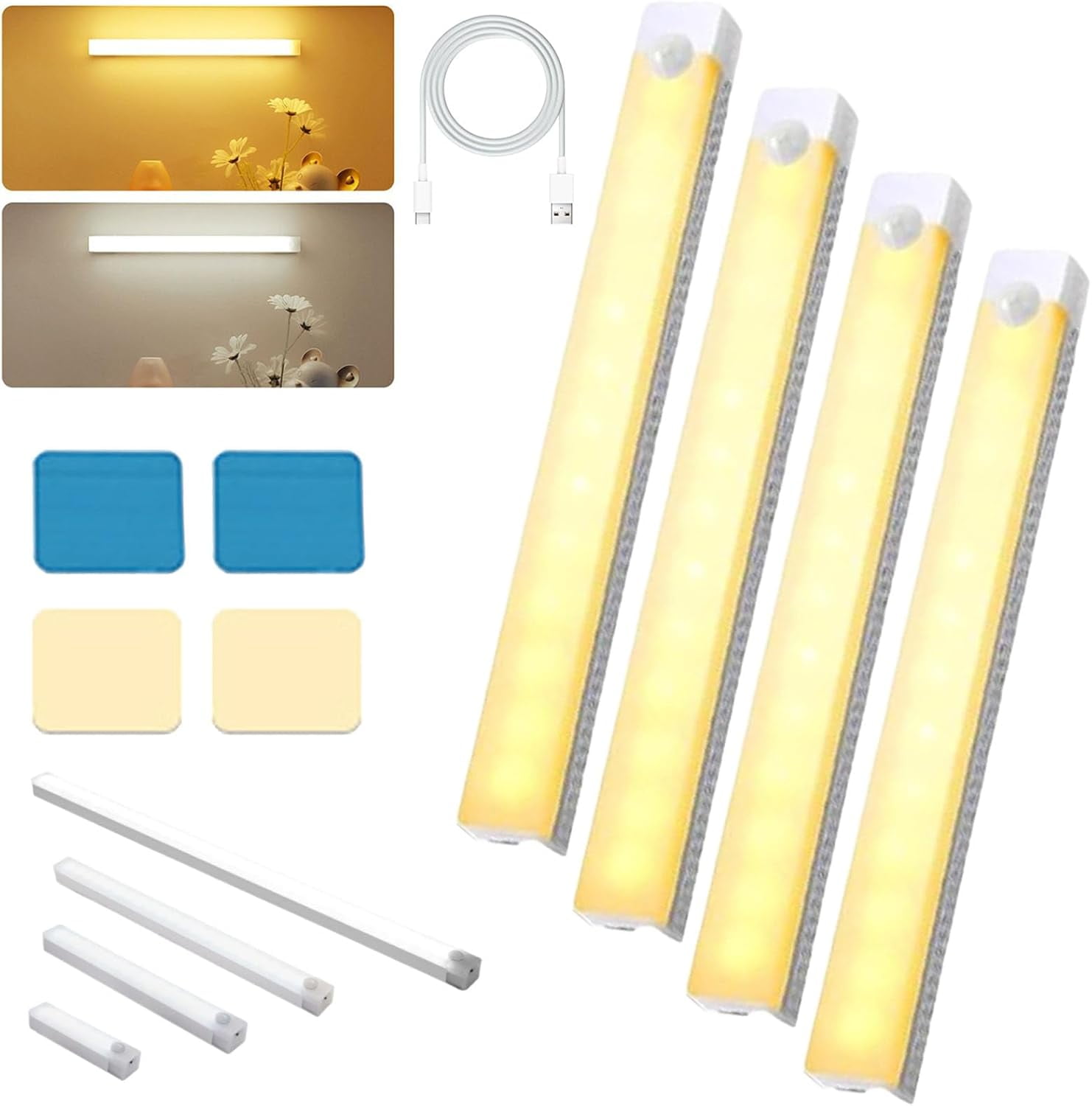 Smart Sensor Magnetic Rechargeable LED Lights, Punch-Free Motion ...