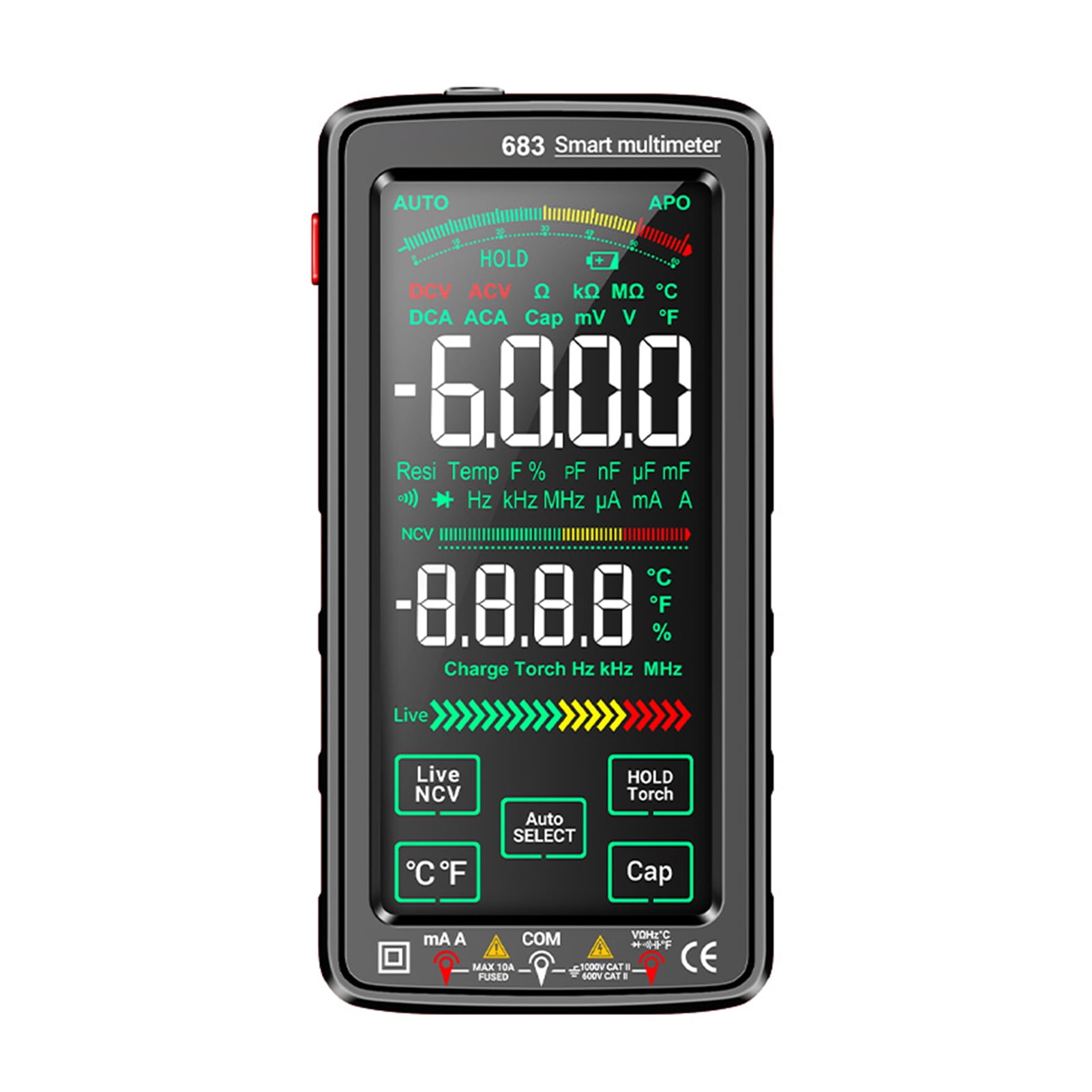 Smart Sensor Touch Screen Multimeter, 6000 Counts Display, NCV ...
