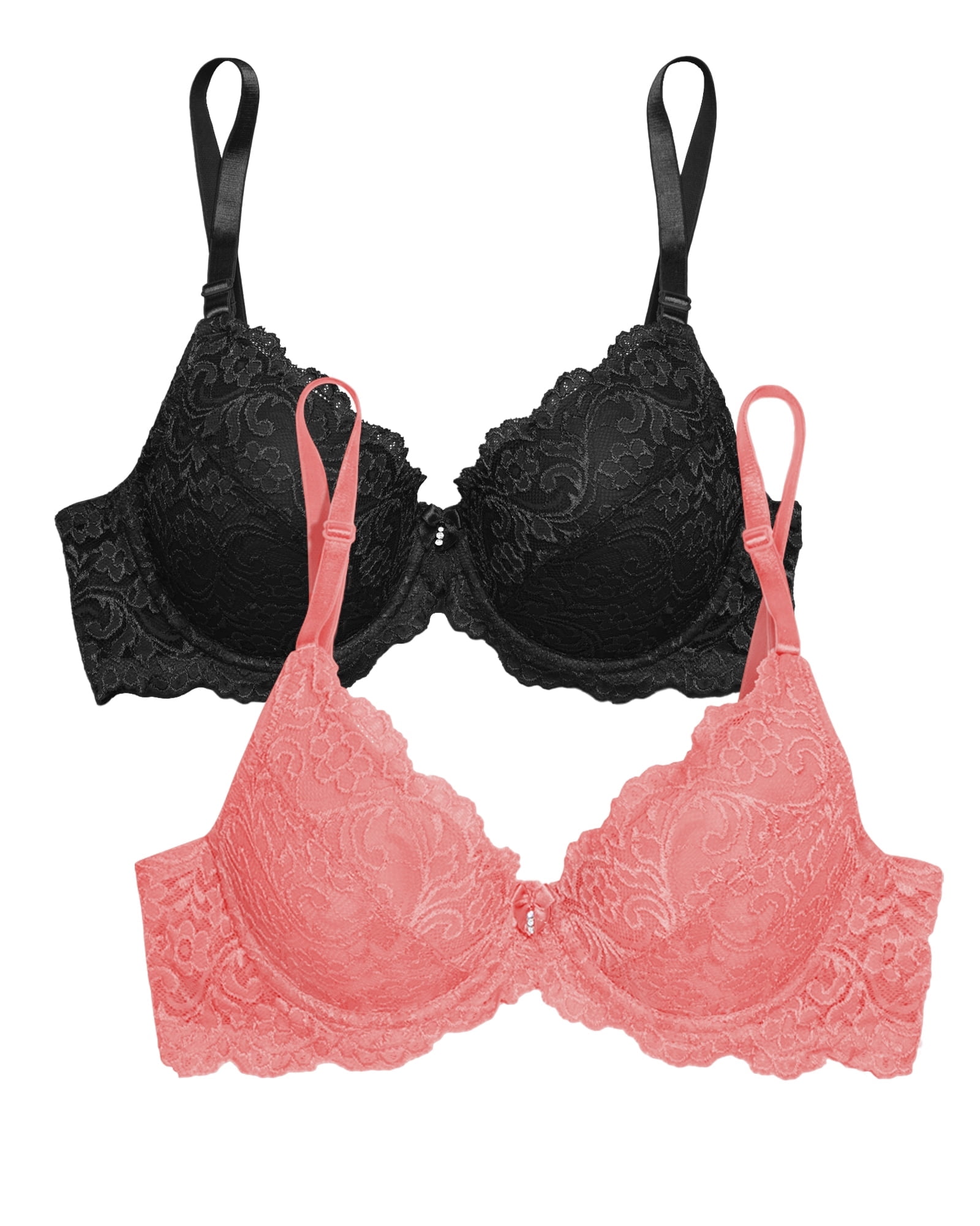 Smart & Sexy Women's Signature Lace Push Up Bra, Single and 2-Pack ...