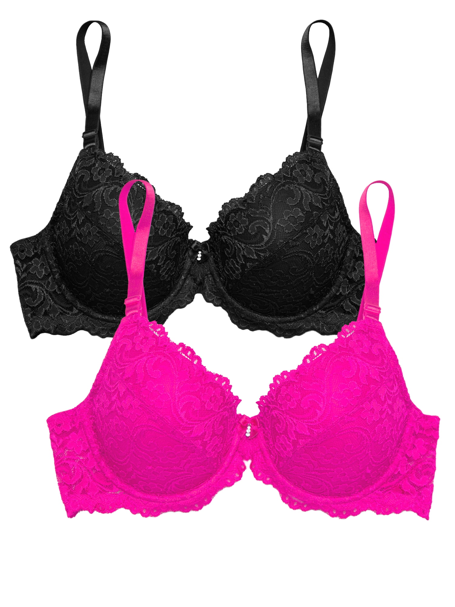 Smart & Sexy Women's Signature Lace Push Up Bra, Single and 2-Pack ...