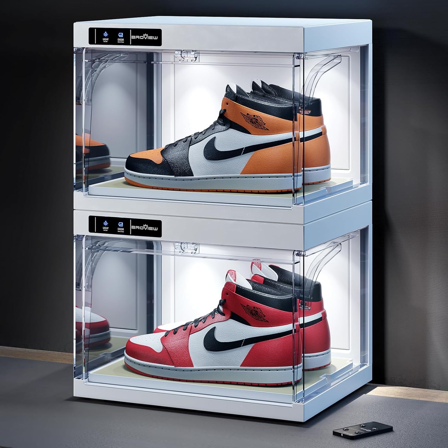 Smart Shoe Display Box with Led Lights, Clear Plastic Stackable Shoe ...