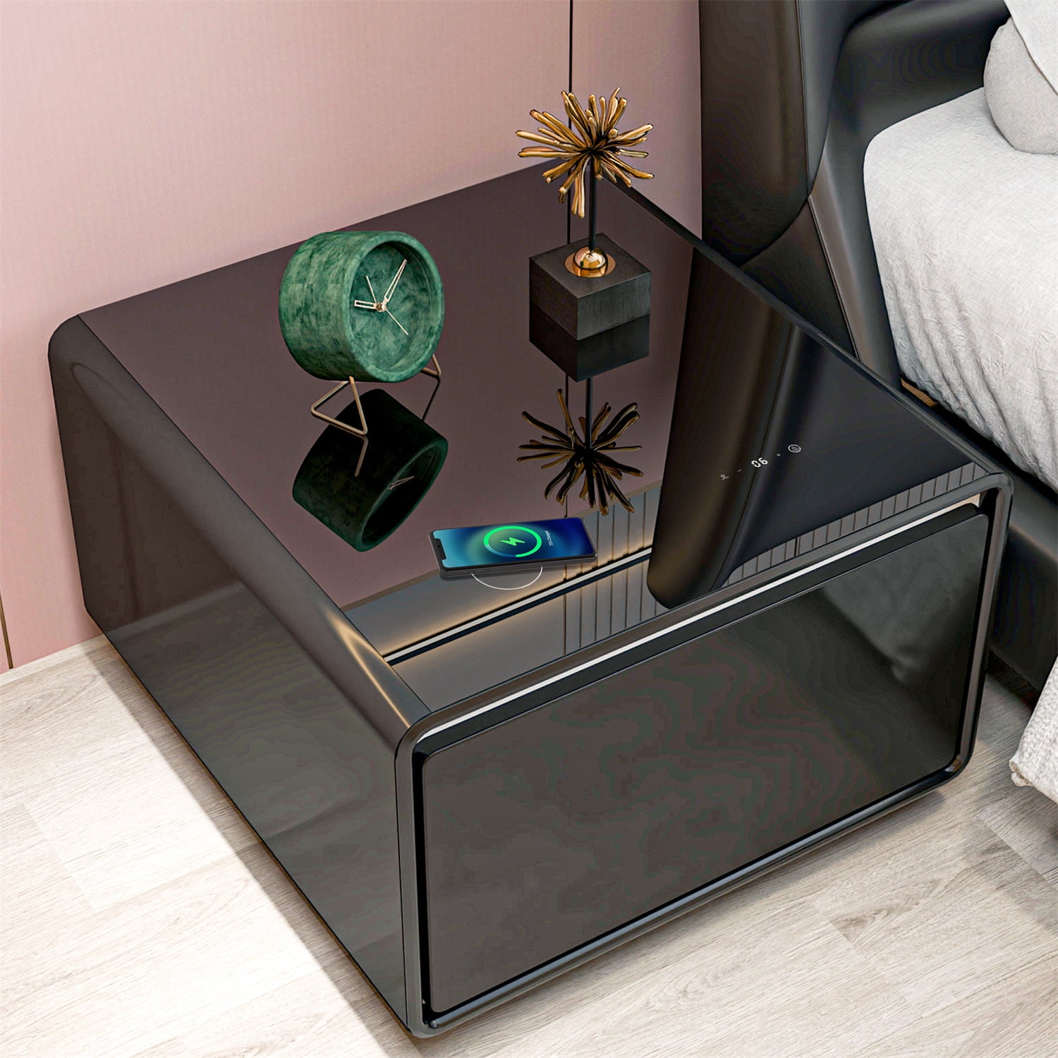 Smart Side Table with Built-in Fridge, Smart Coffee Table Nightstand ...