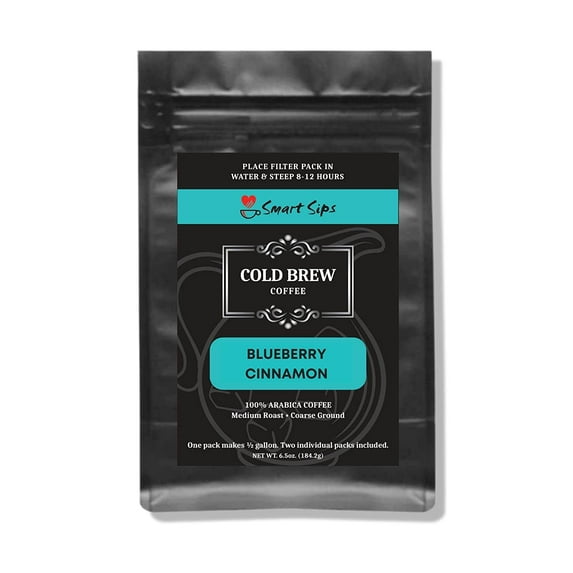Smart Sips, Blueberry Cinnamon Cold Brew Ground Flavored Coffee (4 Pack ...
