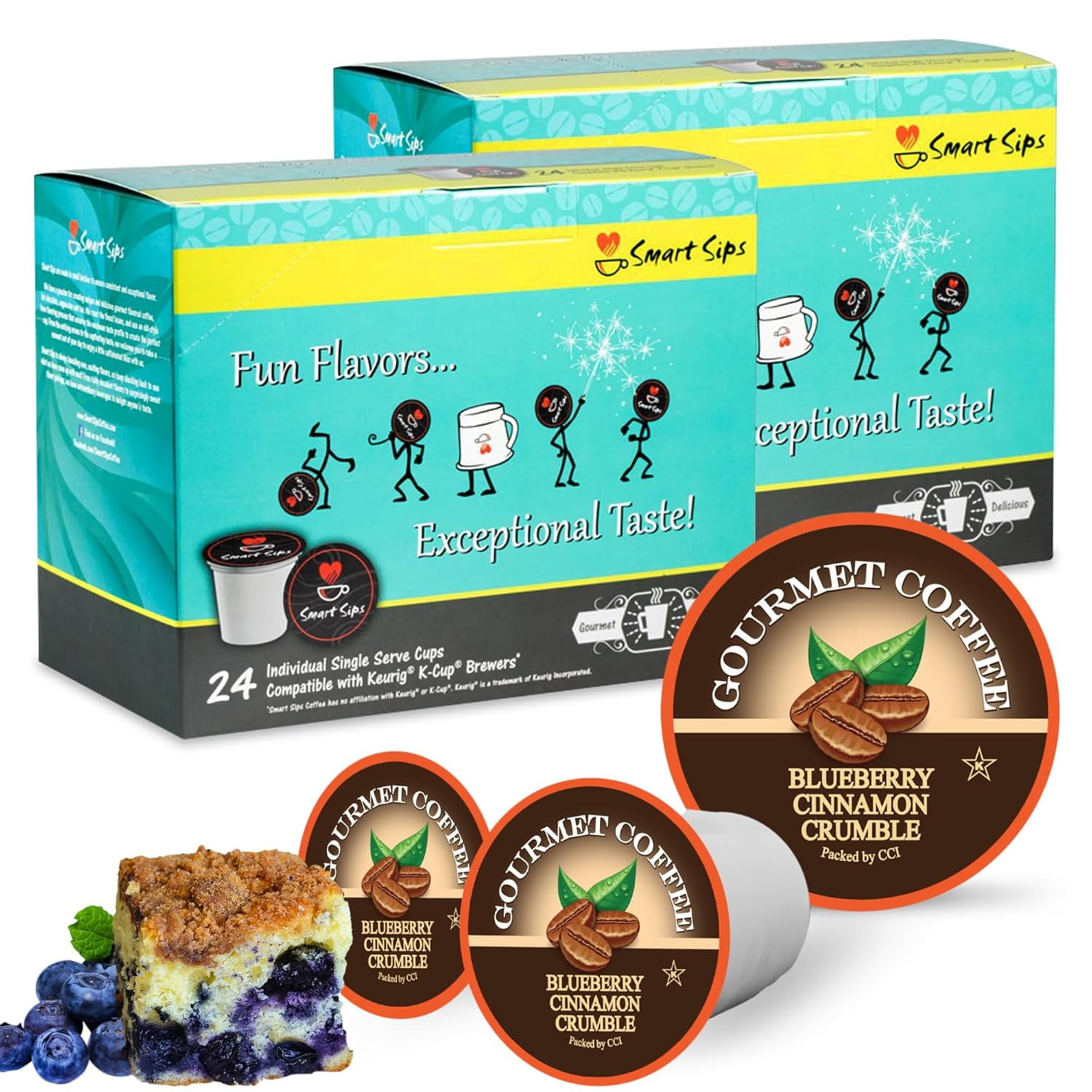 Smart Sips Blueberry Cinnamon Crumble Coffee Medium Roast Flavored Coffee Single-Serve Pods ...
