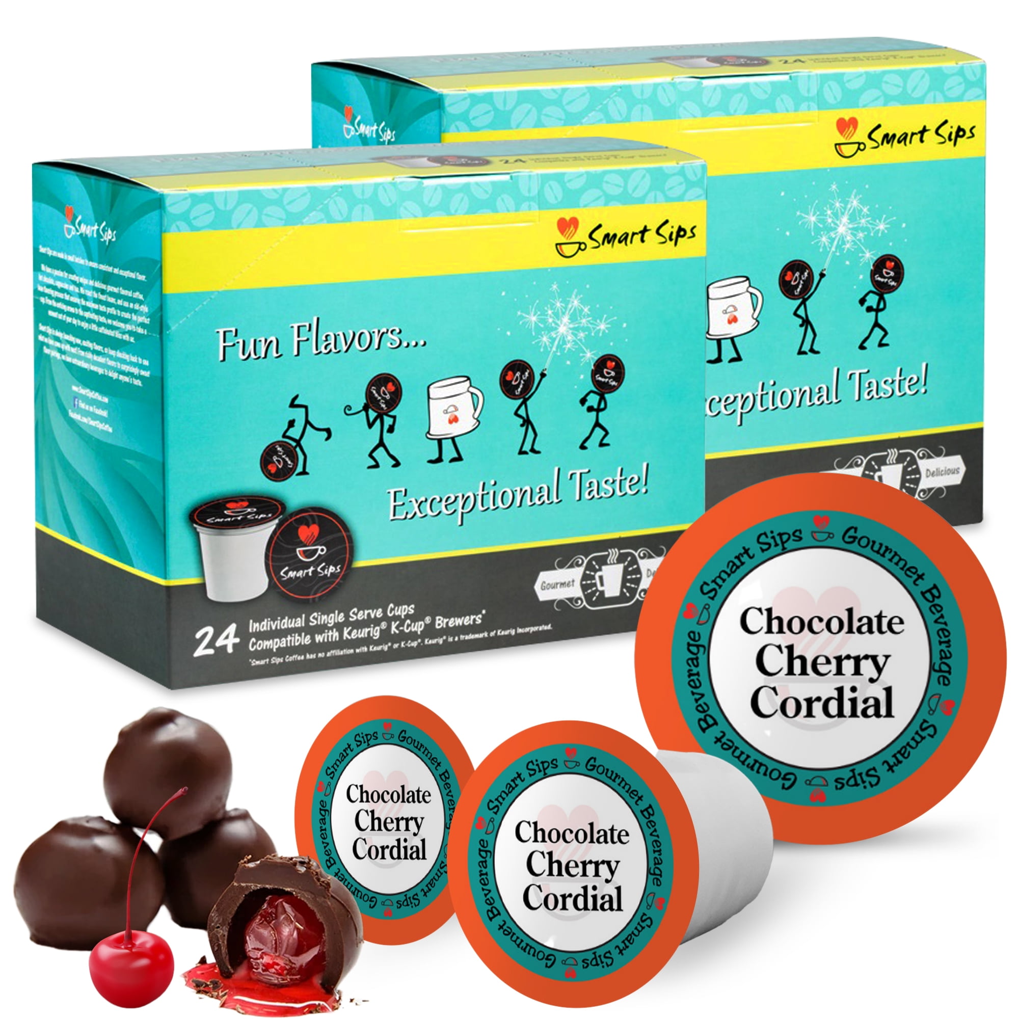 Smart Sips Coffee, Chocolate Cherry Cordial, Medium Roast, 48 K-Cup ...