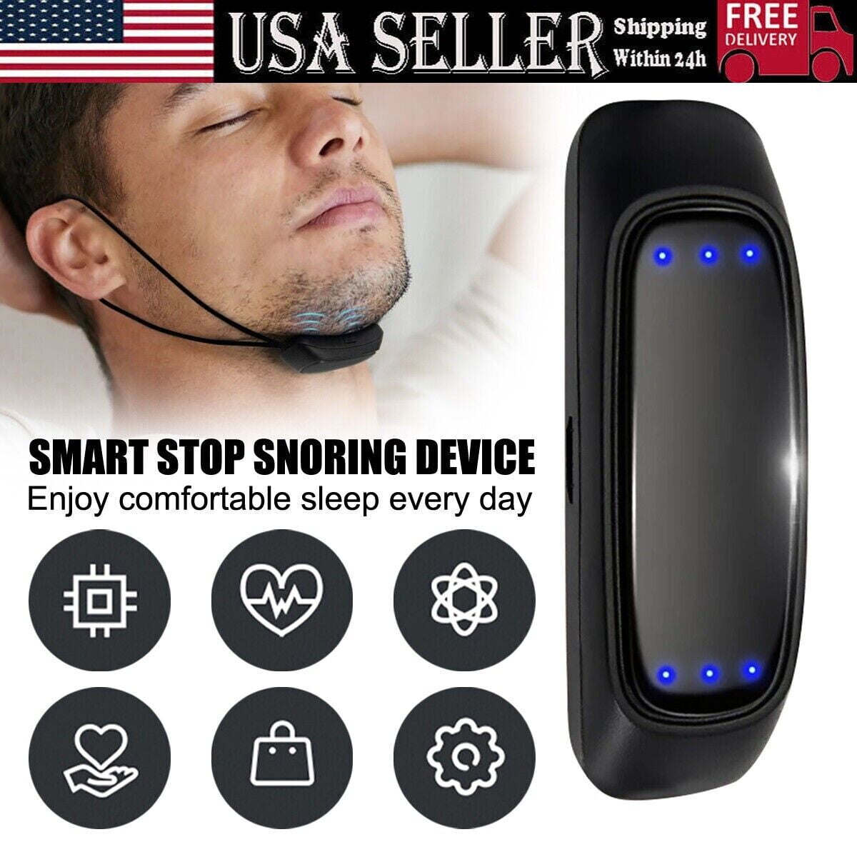Smart Snoring Stopper Sleep Aid Anti Snoring Chin Device Muscle ...