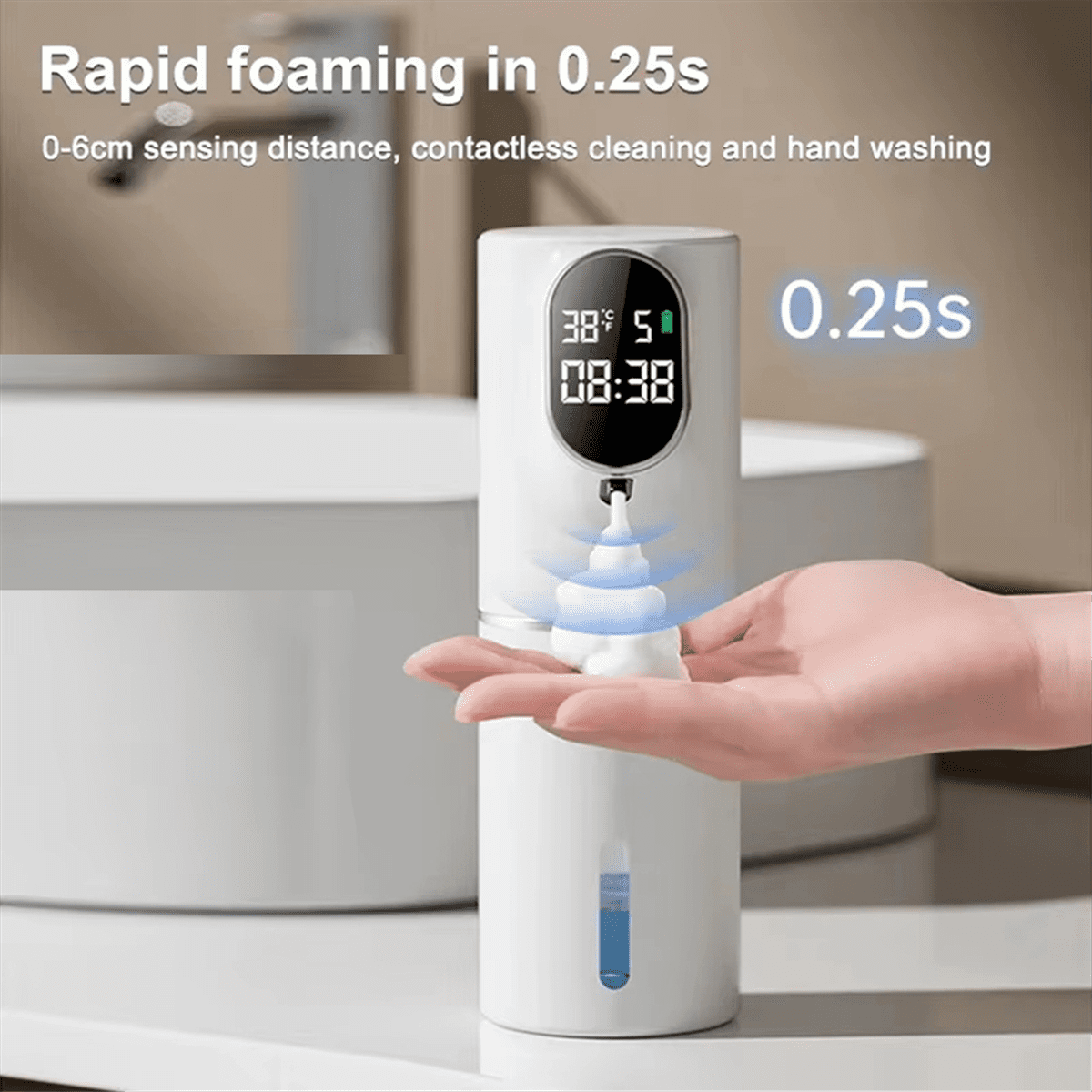 Smart Soap Foam Dispenser 5 Gear Touchless 320ml Temperature Time ...