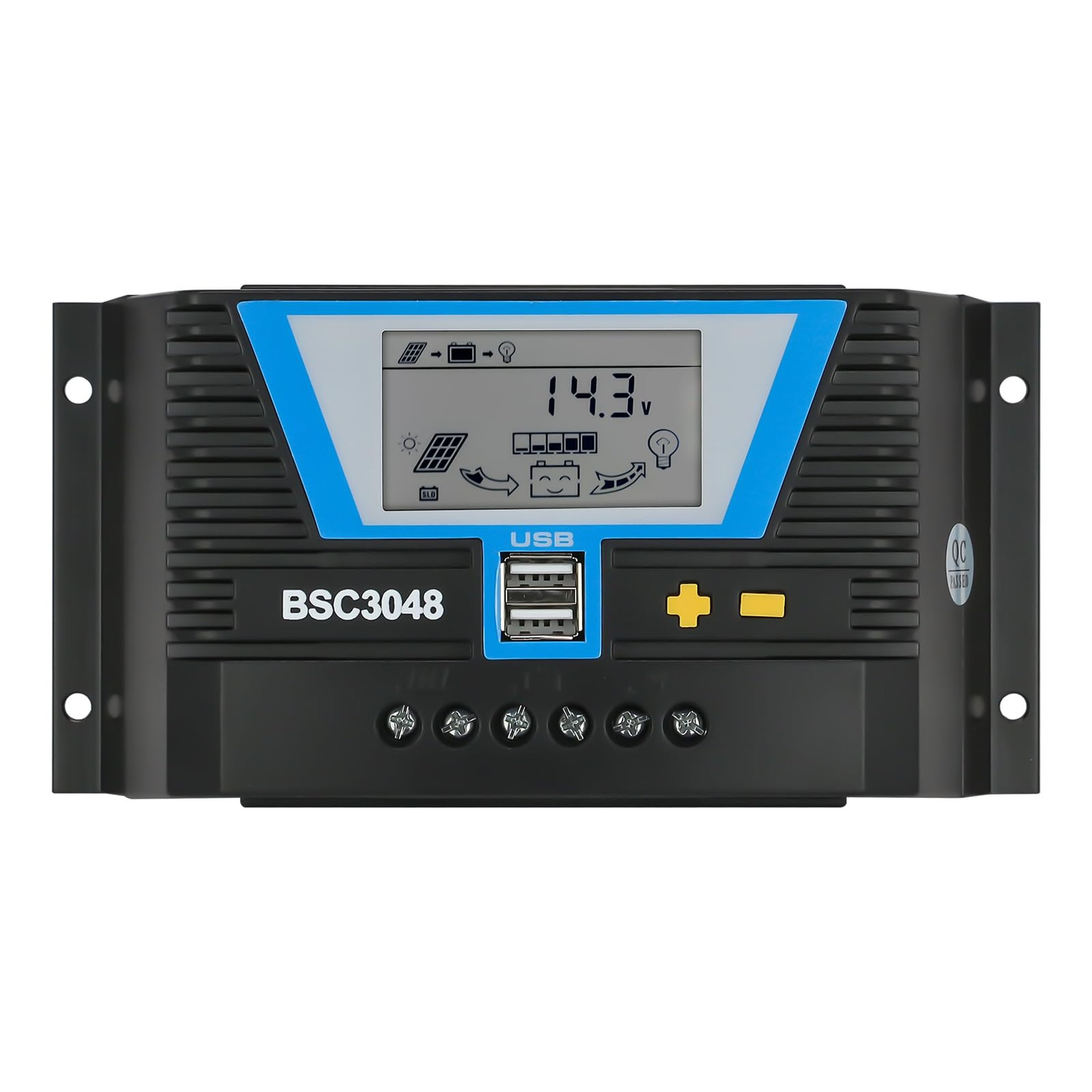 Smart Solar Charge Controller with LCD Display and Dual USB Output ...