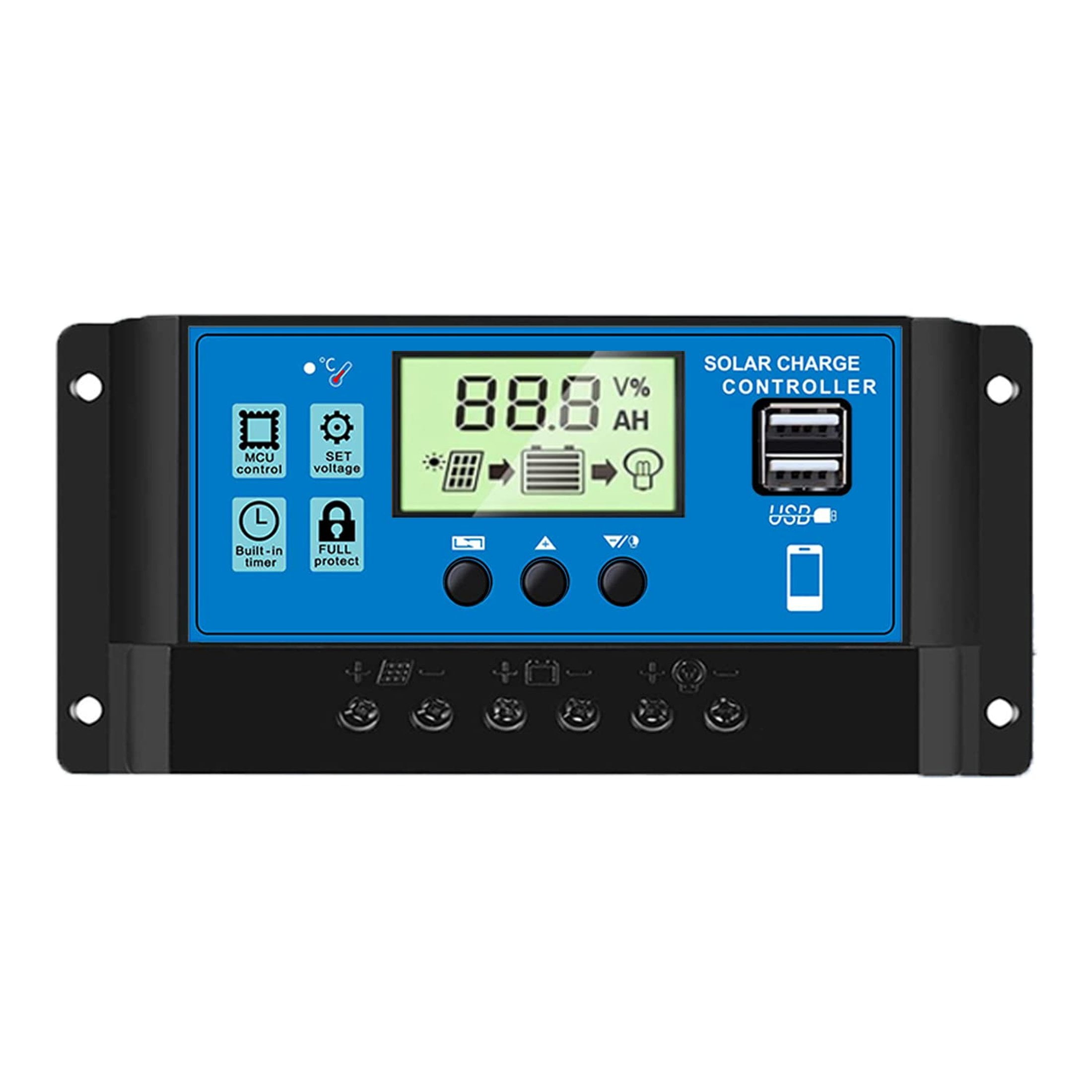 Smart Solar Charge Controller with LCD Display and Dual USB Ports ...