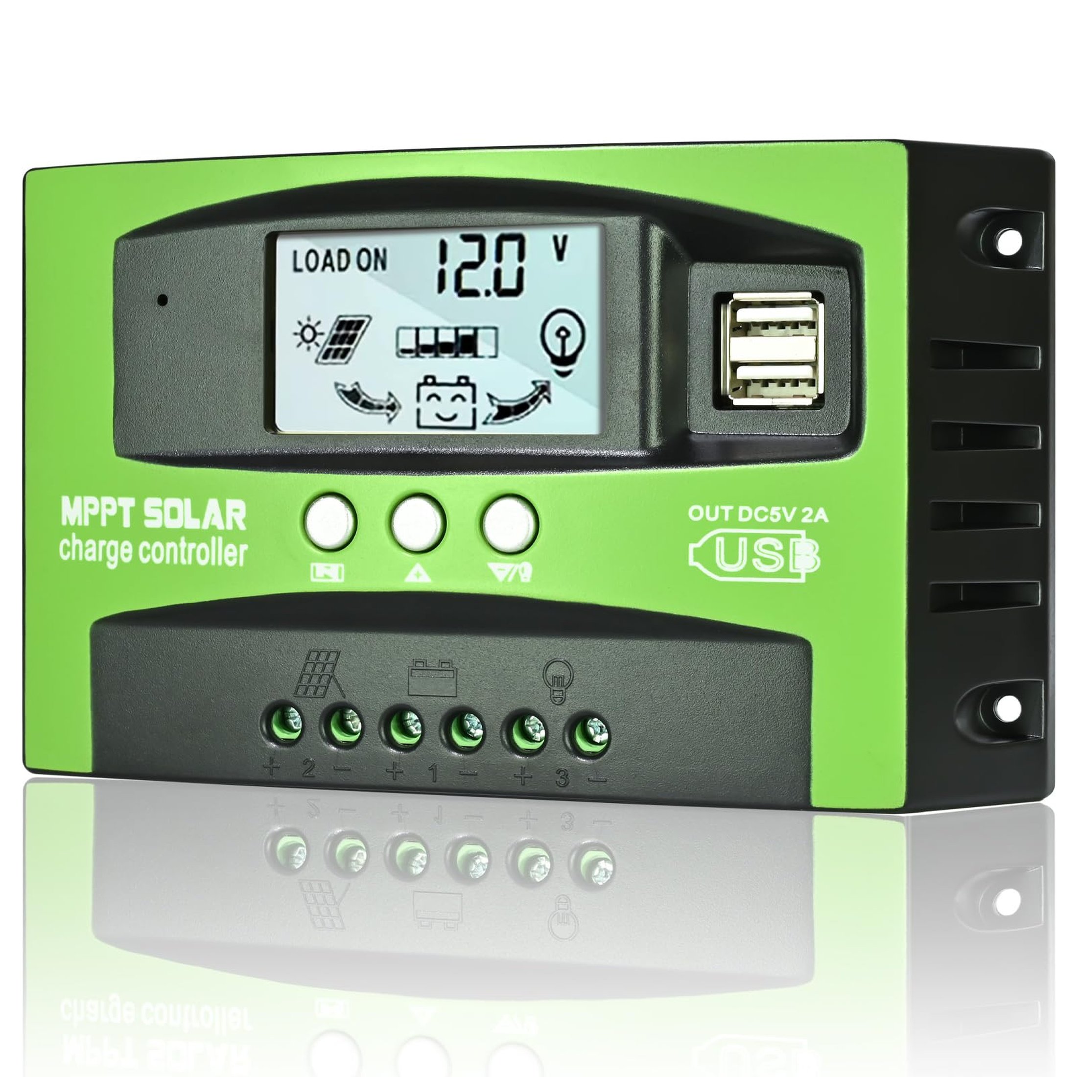 Smart Solar Charge Controller with LCD Display and Dual USB Ports ...
