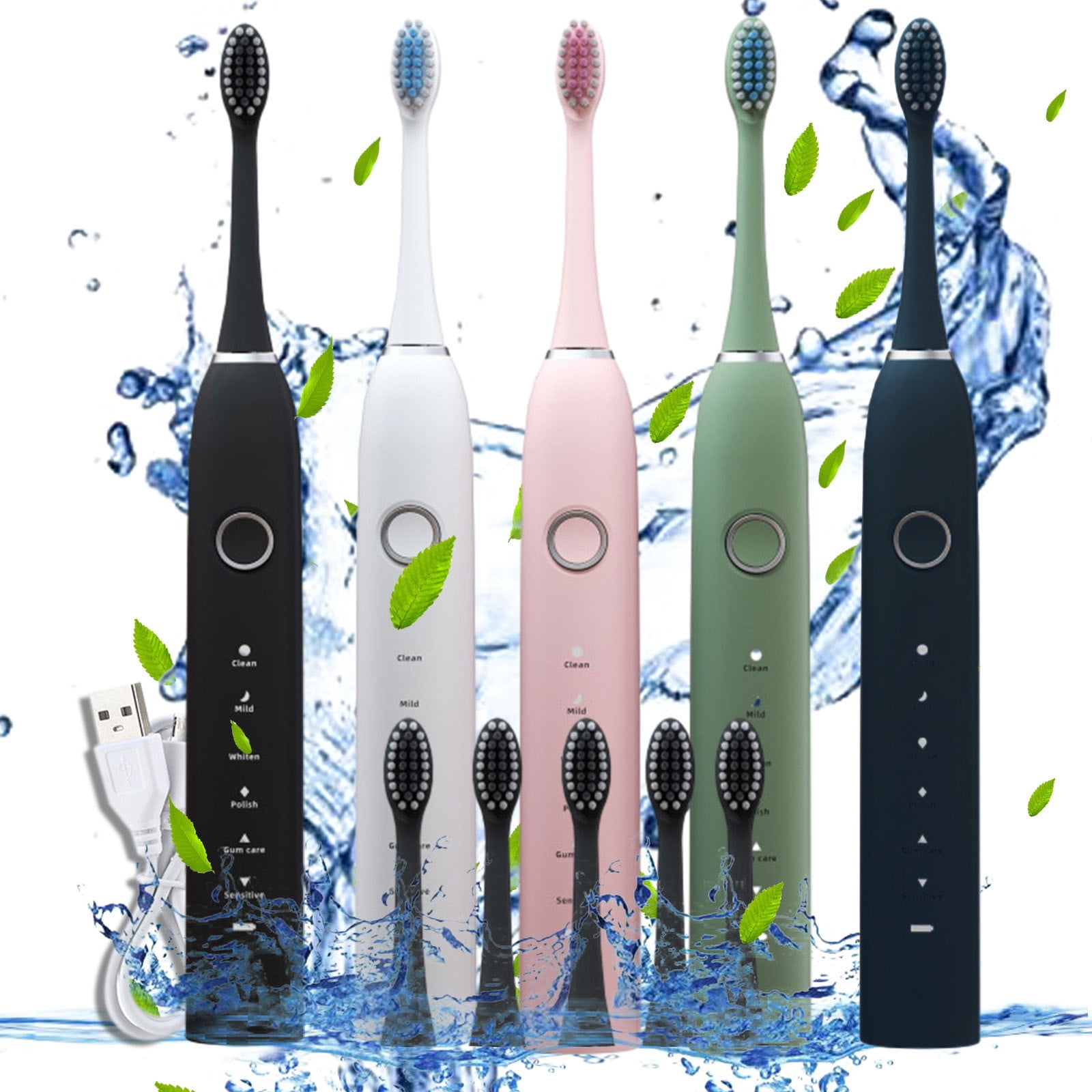 Smart Sonic Toothbrush, 6 Replaceable Heads, 6 Modes, Submersible ...