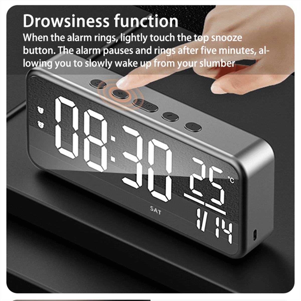 Smart Sound Alarm Clock LED Music Wall Mounted Desk Student Temperature ...