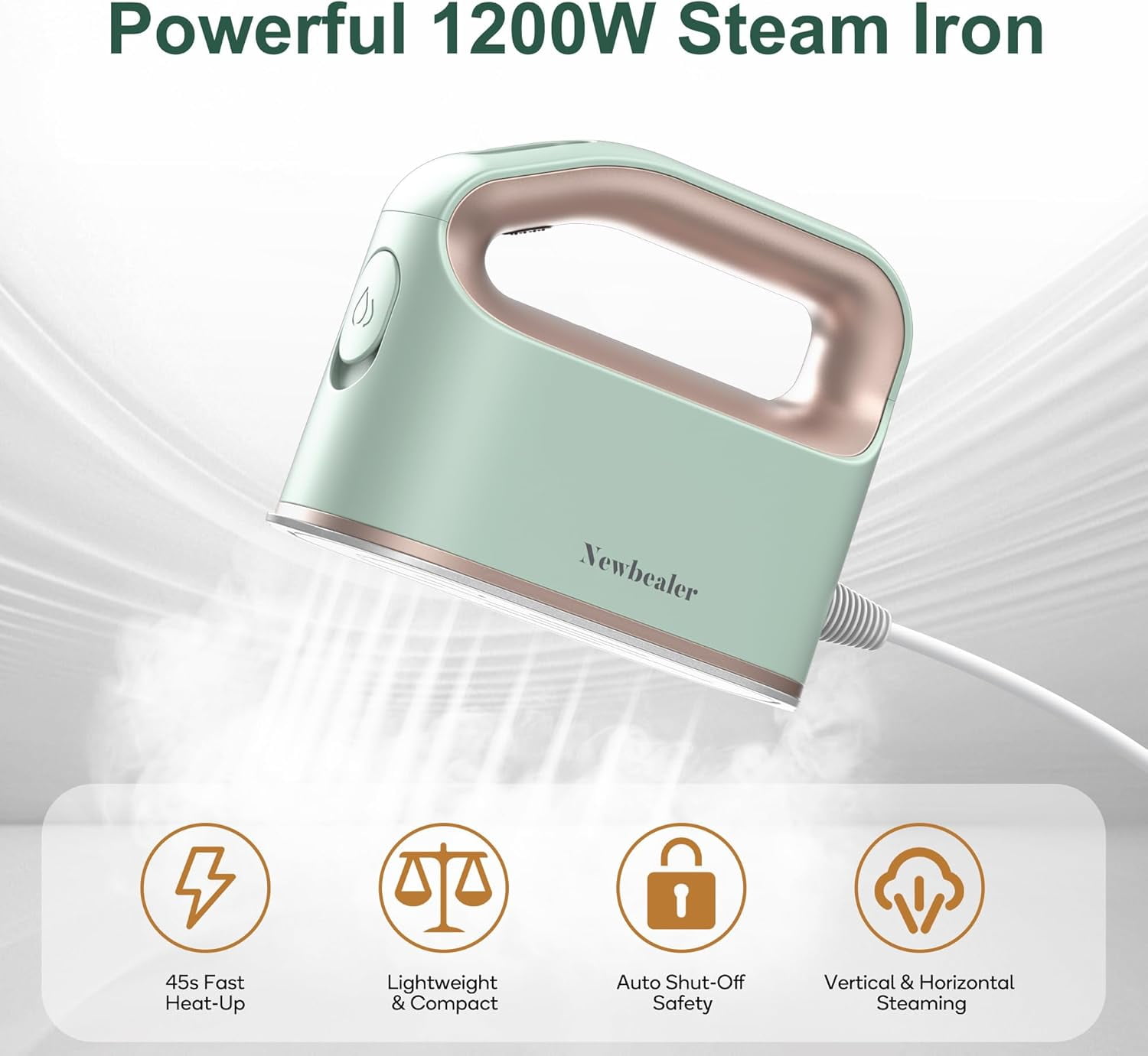 Smart Steam Iron for Clothes - 1200W Professional-Grade Turbocharged 3 ...