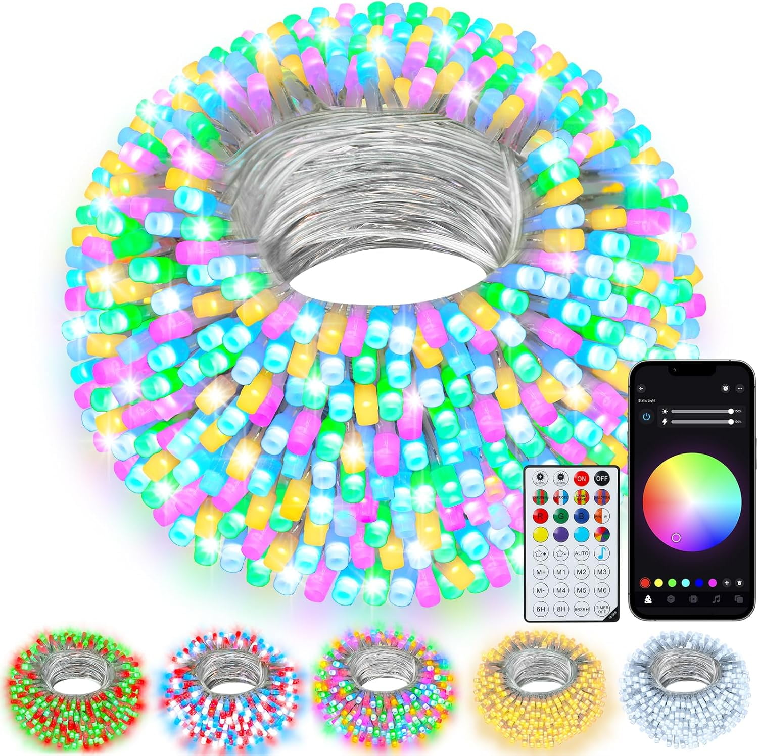 Smart String Lights, 200 LED 66Ft Color Changing Fairy Light with App ...
