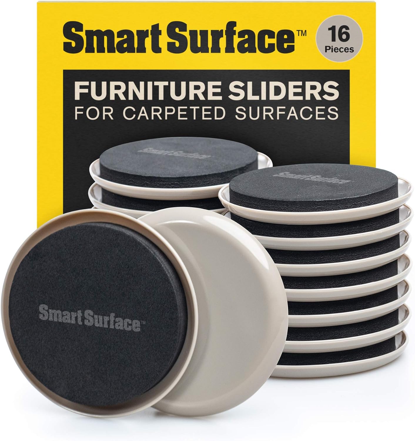 Super Sliders 3-1/2" Round Felt Furniture Sliders Beige, 4 Pack ...