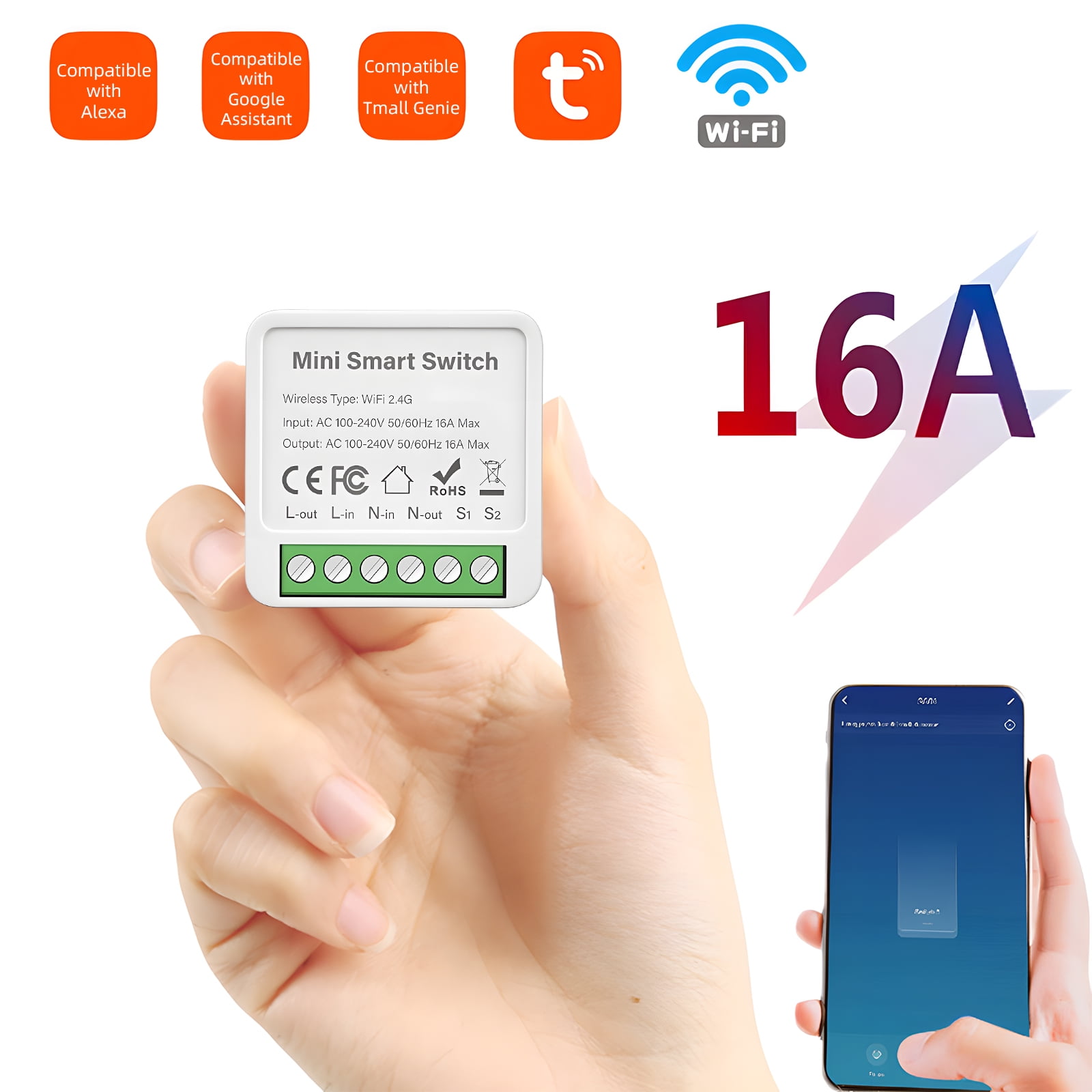 Smart Switch,1 2-way Voice Compatible Switch Circuit Timed Switch Wall ...