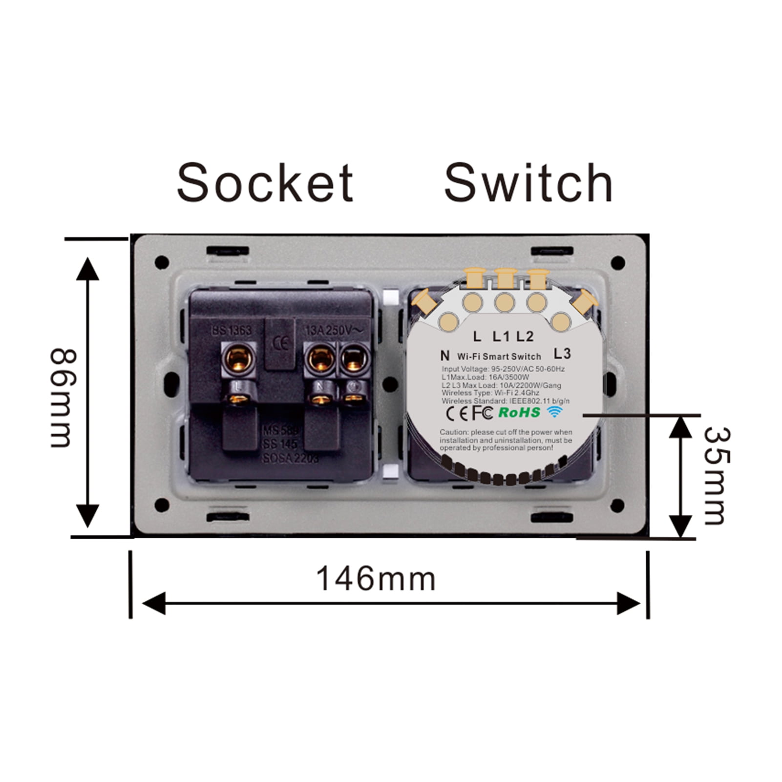 Smart Switch,Switch Outlet Voice Compatible With 2 Compatible With Wall ...
