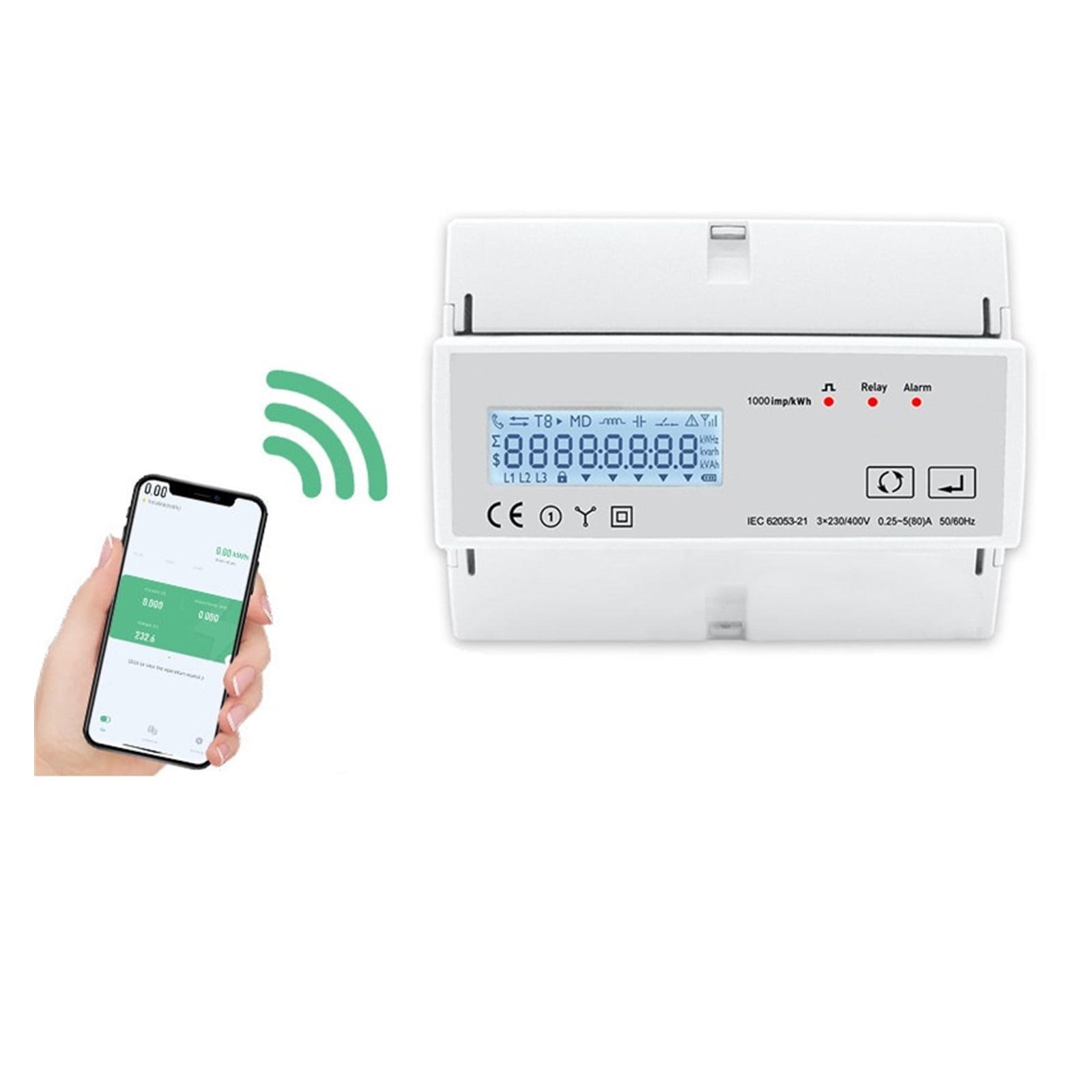 Smart TUYA 3P 2 Wire Energy Meter 3*230V 50/60Hz Timer Power ...