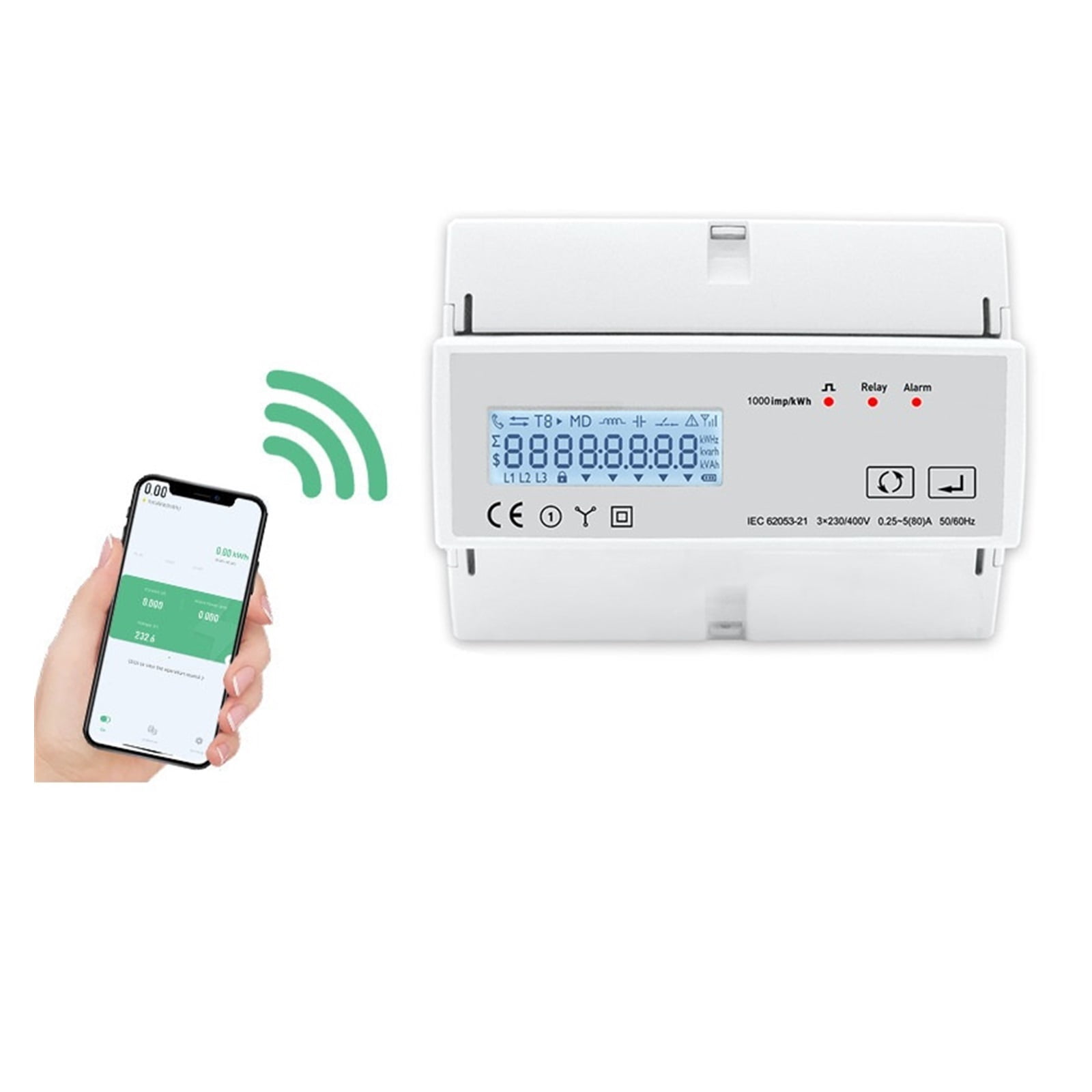 Smart TUYA 3P 2 Wire Energy Meter 3*230V 50/60Hz Timer Power ...