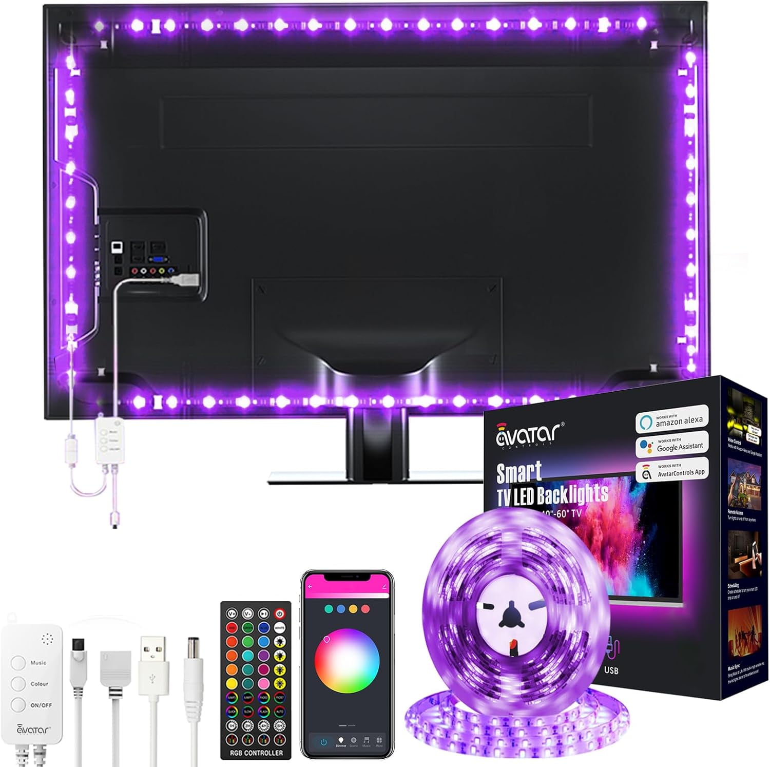 Smart TV LED Backlights, 9.8ft WiFi Strip Lights for TV Compatible with ...