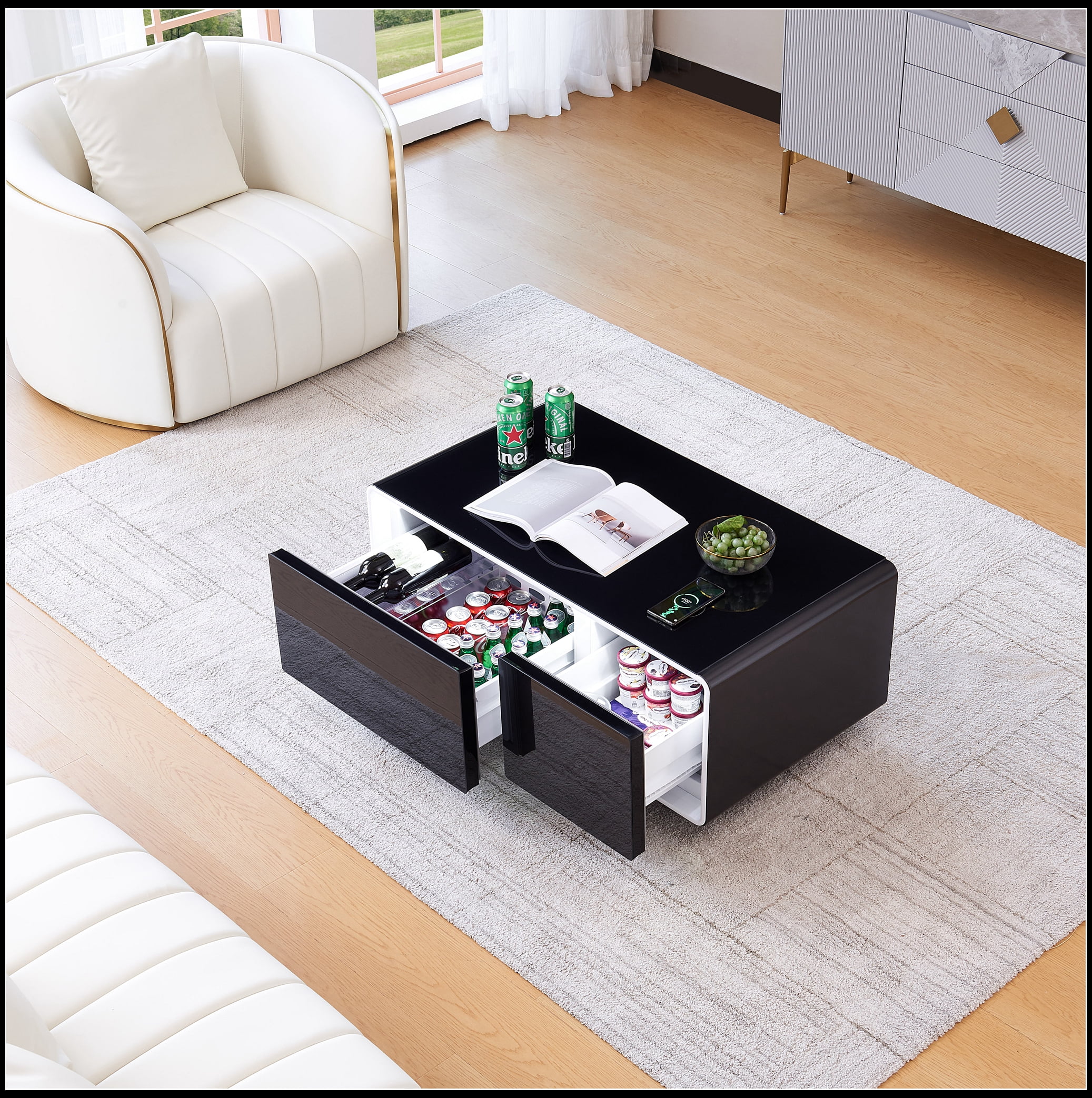 Smart Table Fridge, Multifunctional Coffee Table with Cooler and Frozen ...