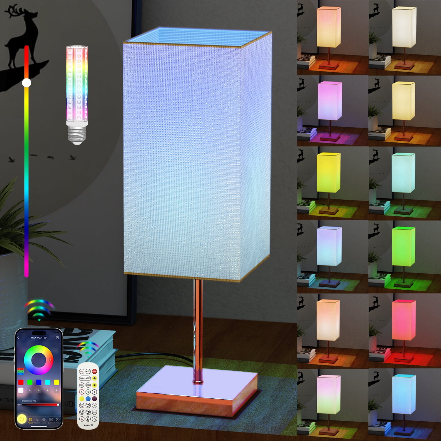Smart Table Lamp for Bedroom with RGB Colorful changing APP Control ...