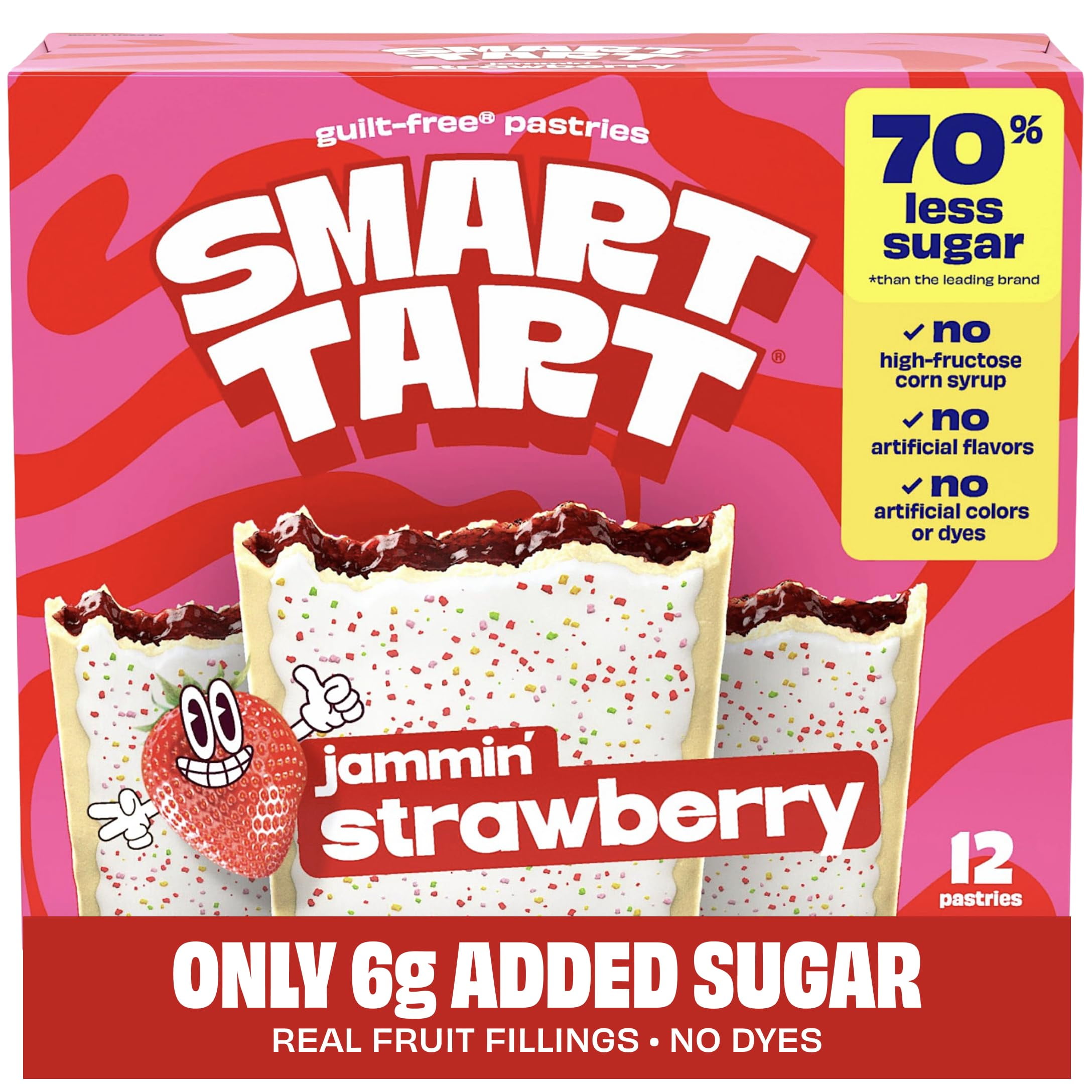Smart Tart Toaster Pastries TSF6 Frosted Strawberry - Low Sugar Snacks, Healthy Breakfast Pastry ...