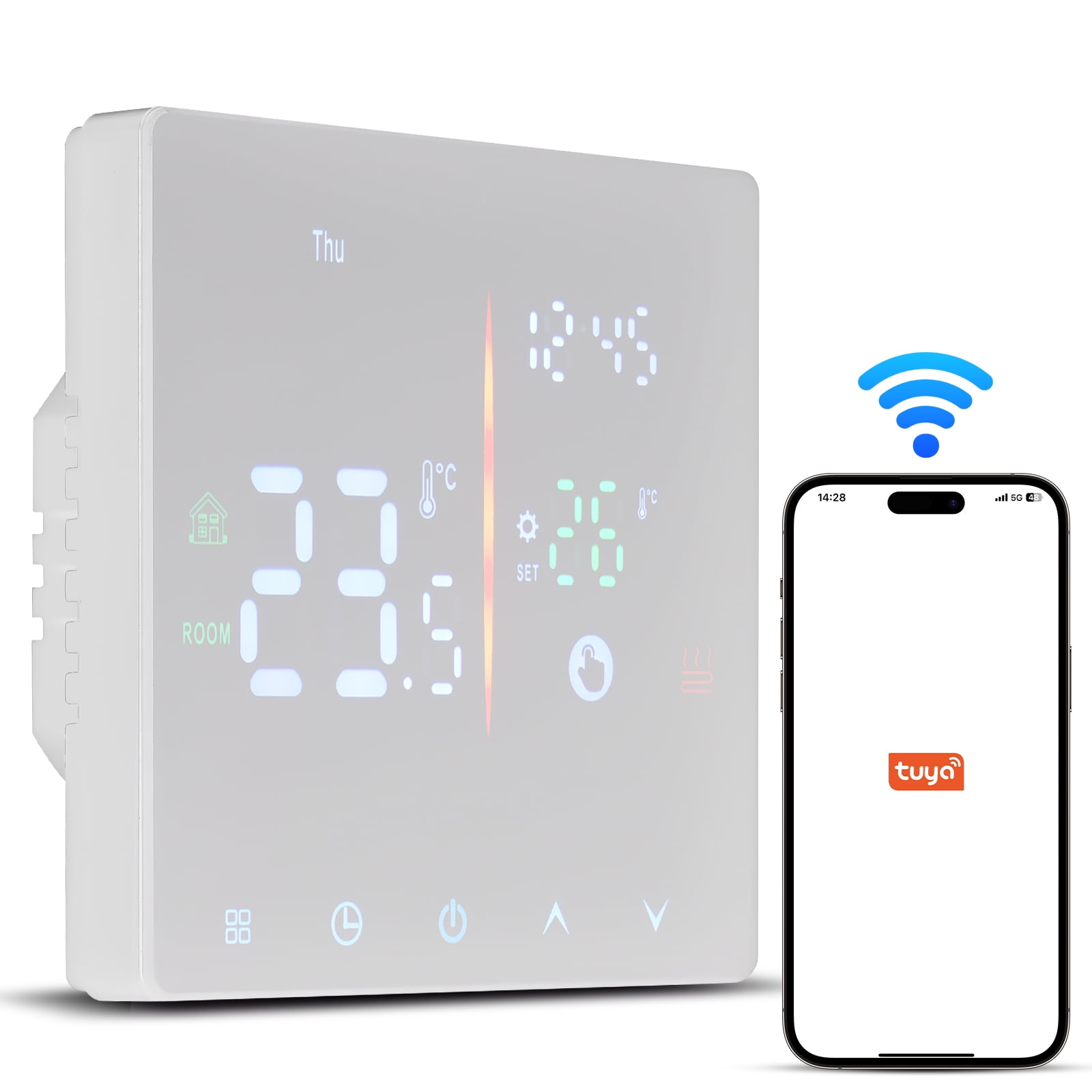 Smart Thermostat for Home WiFi Weekly Programmable Digital Thermostat Manual/Automatic Mode Tuya ...