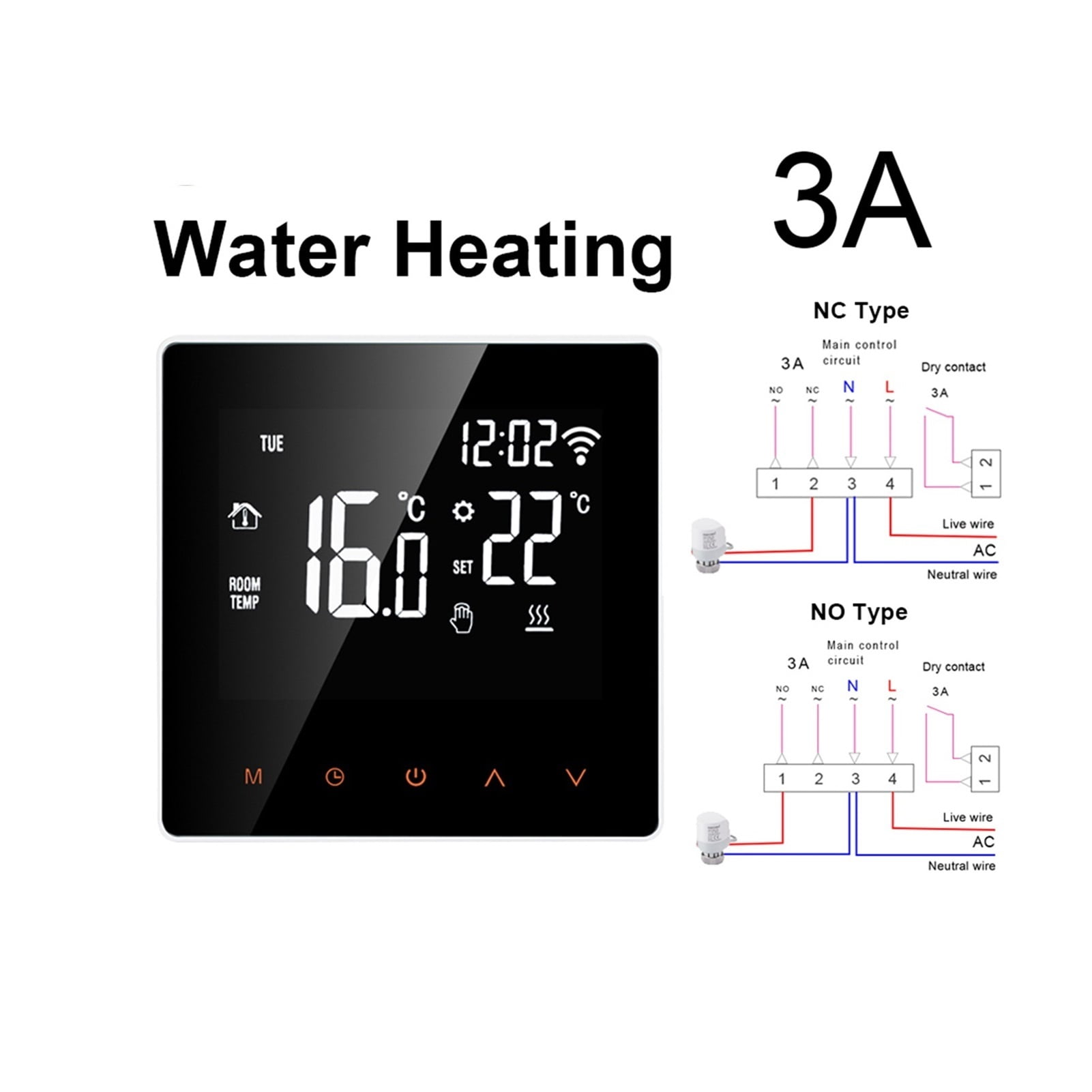 Smart Thermostat Temperature Controller,Water/Electric Heating With ...