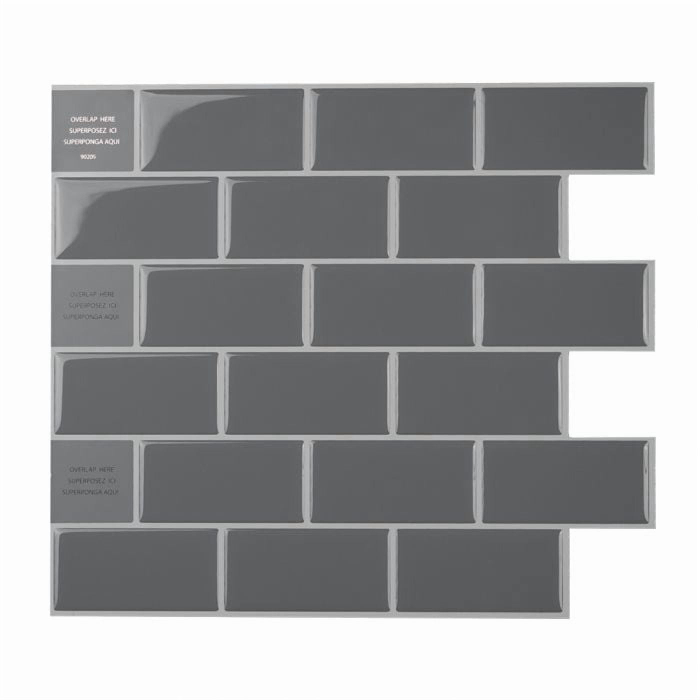 Smart Tiles Peel and Stick Backsplash, 10 Adhesive Tiles, Subway Grey ...