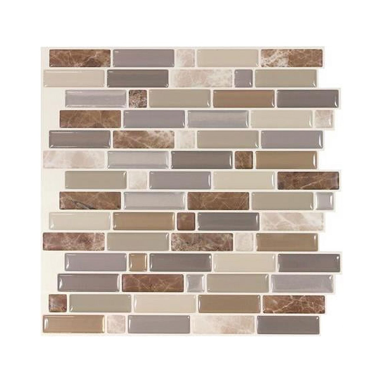 Smart Tiles 9.36 x 9.73 in. Mosaic Vinyl Adhesive Wall Tile, Multi ...