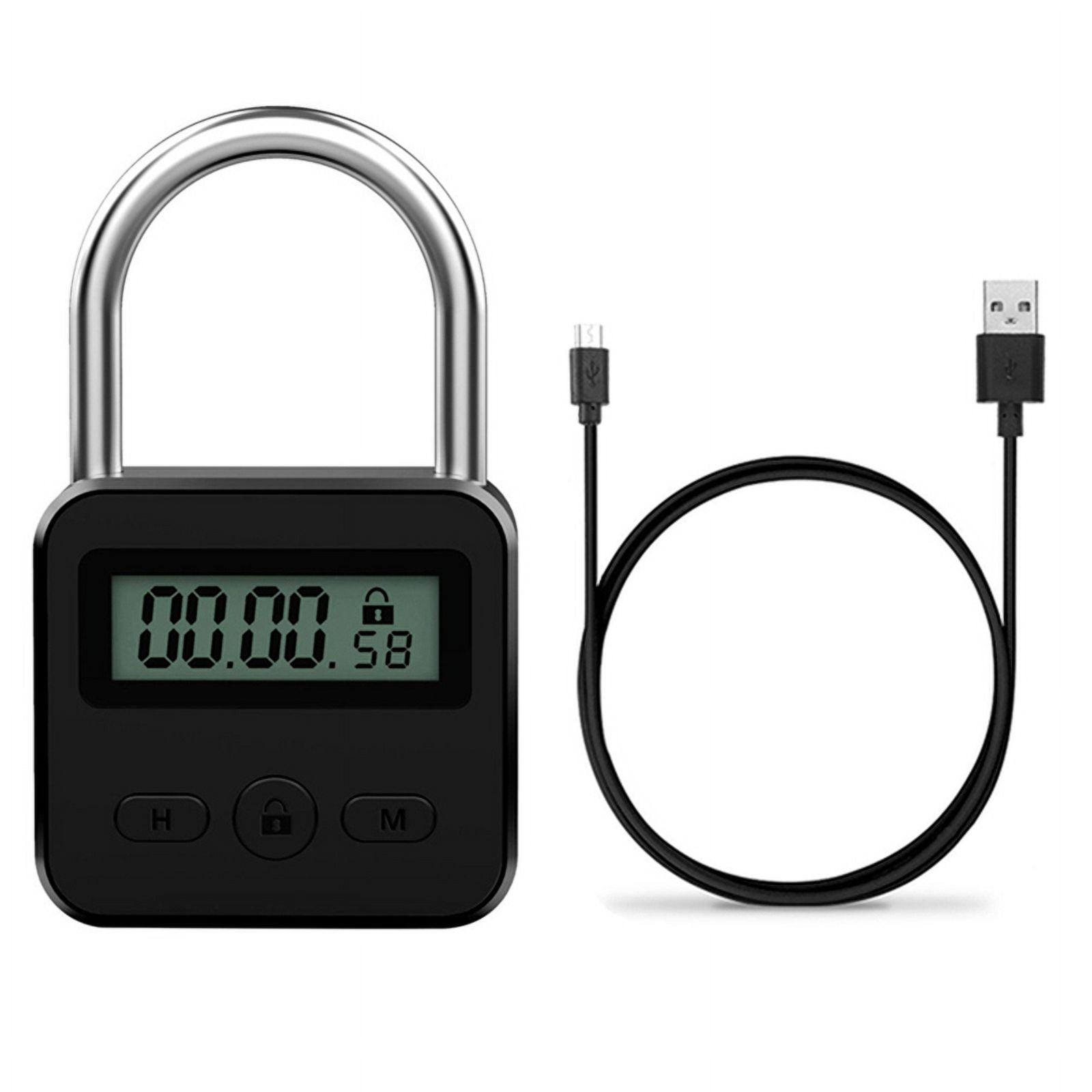Smart Time Lock LCD Display Electronic Switch USB Rechargeable Padlock ...