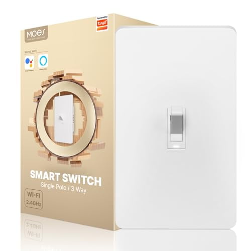 Smart Toggle Switch, Single Pole & 3 Way Light Switch 2.4G WiFi, ON/Off ...