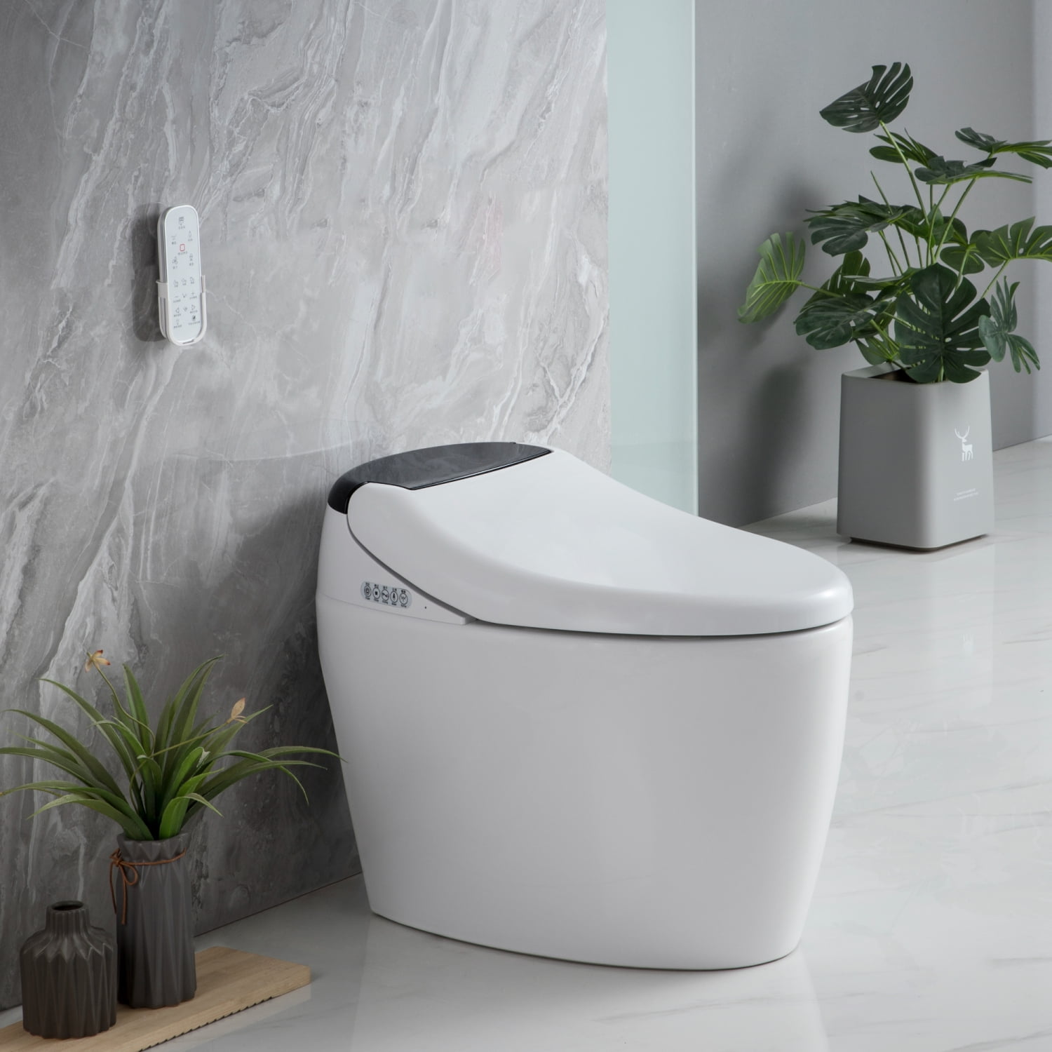 Intelligent Tankless Bidet Toilet System with Auto Open & Close Remote ...