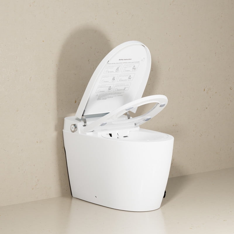 Smart Toilet with Built-In Tank, One Piece Bidet Toilet with Auto Lid ...