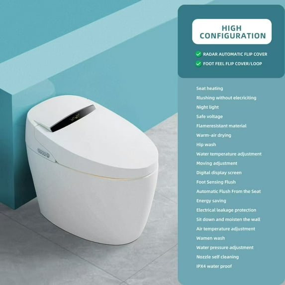 Smart Toilet Built-in Foam ShieldSplash Proof & Tank, Auto Open ...