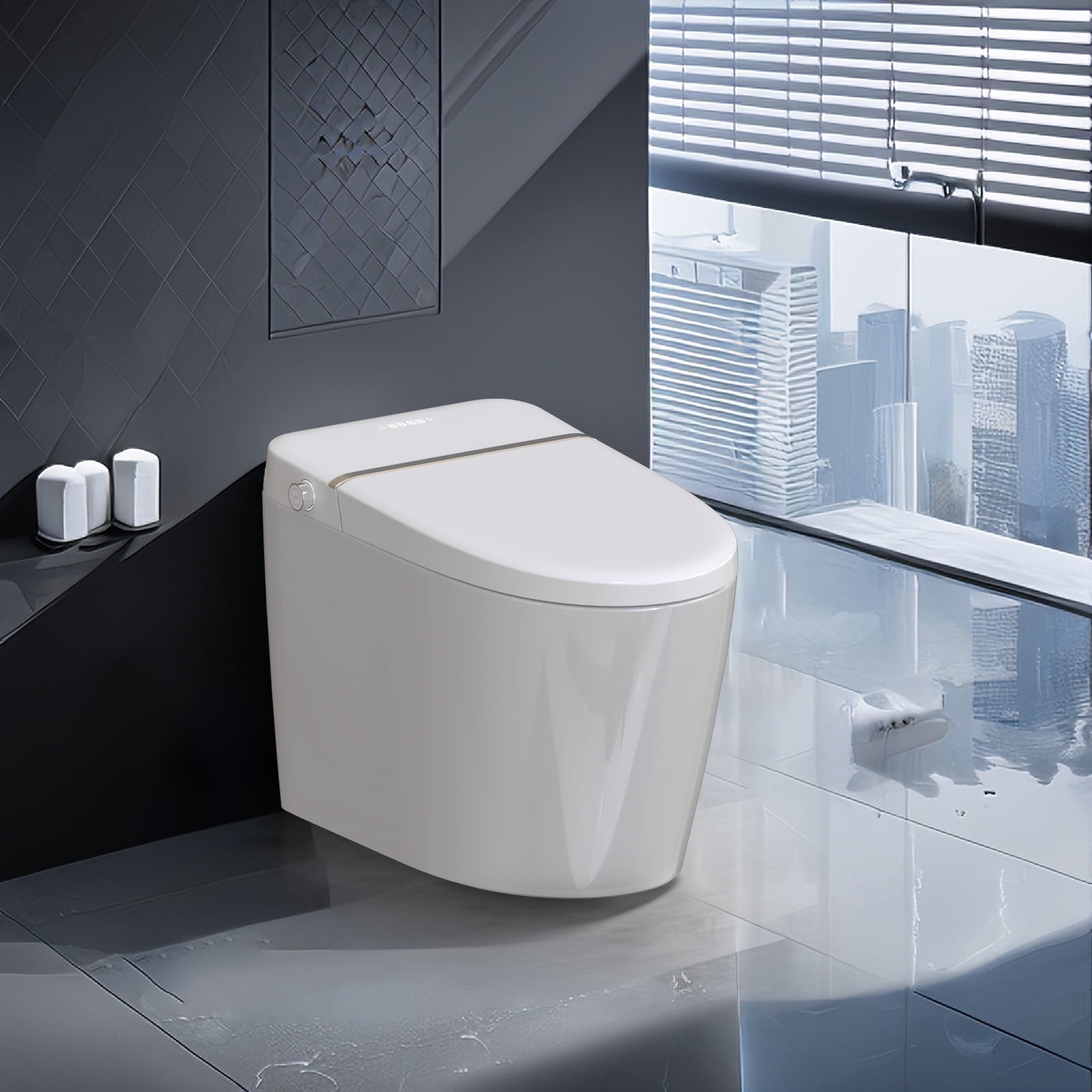 Smart Toilet with Automatic Open/Close Lid and Built-in Bidet Seat ...