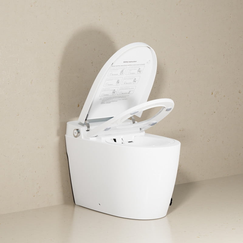 Smart Toilet with Built-In Tank, One Piece Bidet Toilet with Auto Lid ...