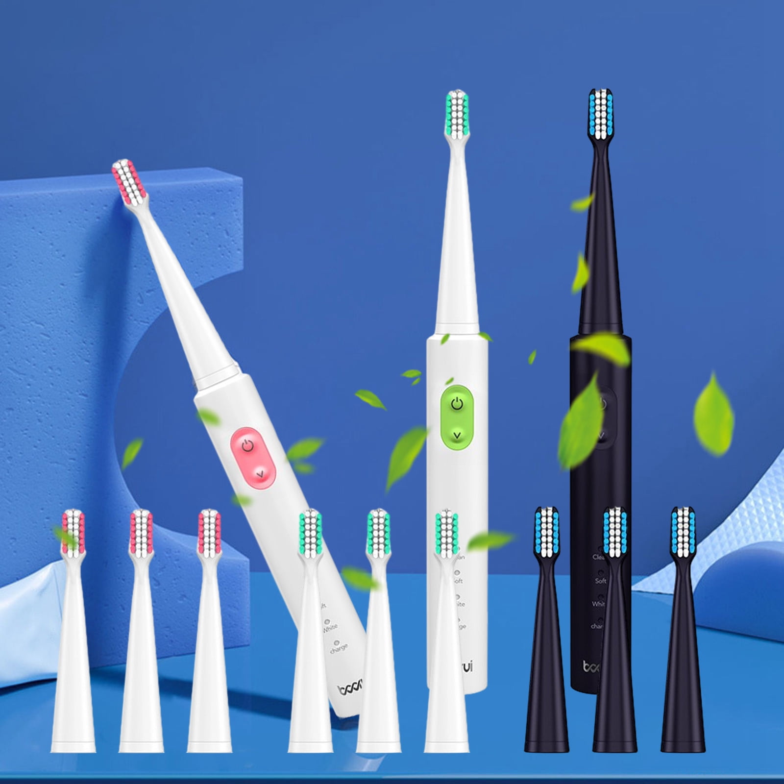 Smart Toothbrush, 4 Replaceable Heads, 3 Modes, IPX7 Waterproof, Long ...