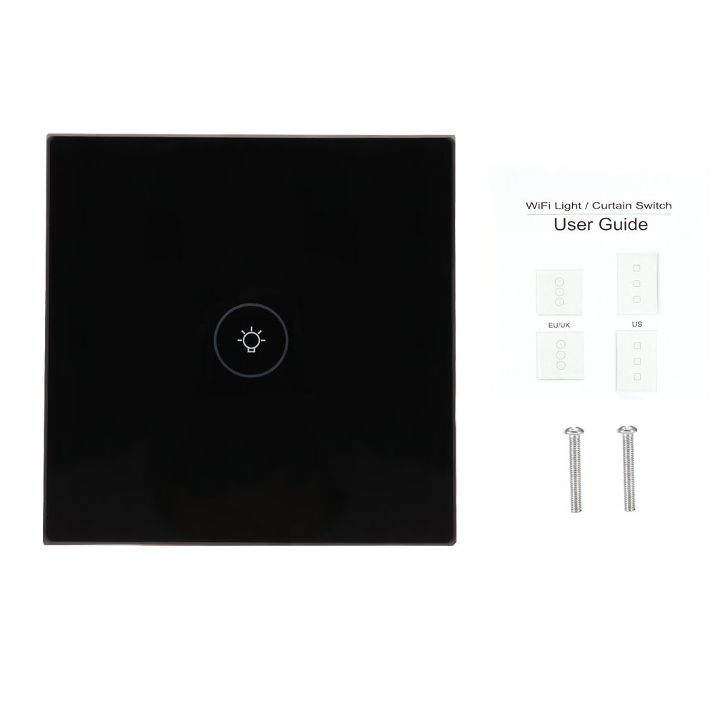 Smart Touch Control Wall Switch with LED Light Crystal Glass, EU 100 ...