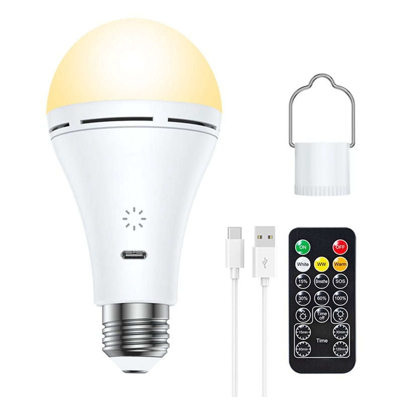 Smart Touch Dimming Wireless USB Rechargeable LED Bulb 3 Color ...