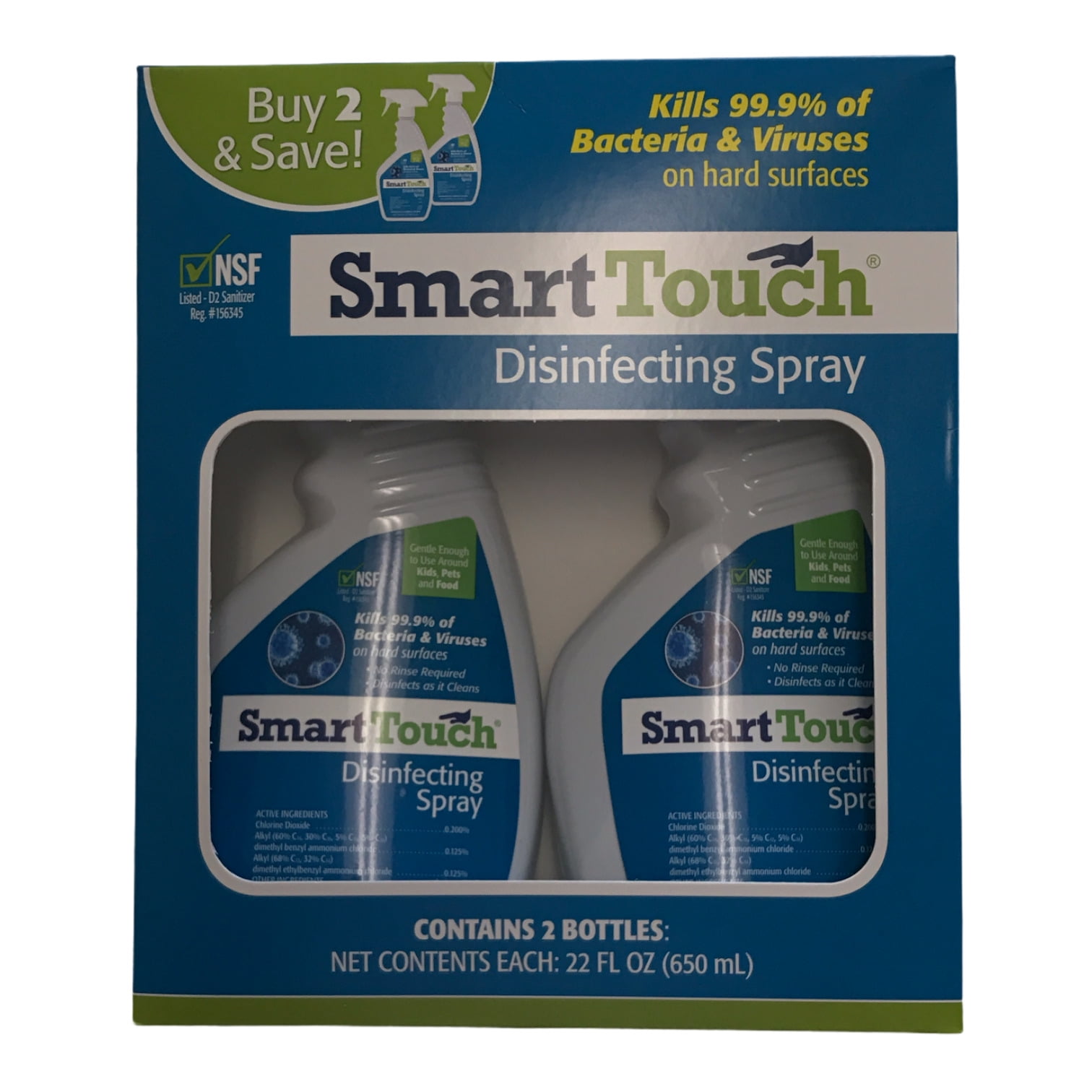Smart Touch Sanitizing Disinfectant Spray, Multi-Surface Formula, Kills ...