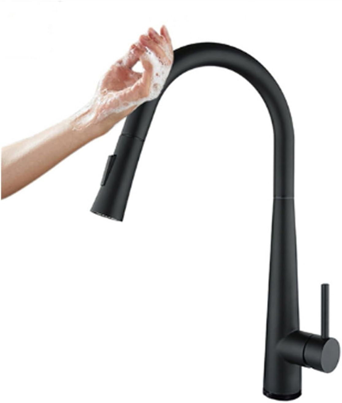 Smart Touch Kitchen Faucet Black Single Hole Induction Faucet Hot and ...