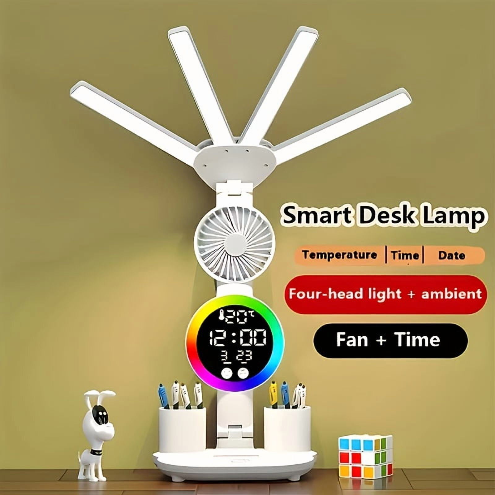 Smart Touch LED Desk Lamp with USB - Dual Head, Dimmable and Color ...