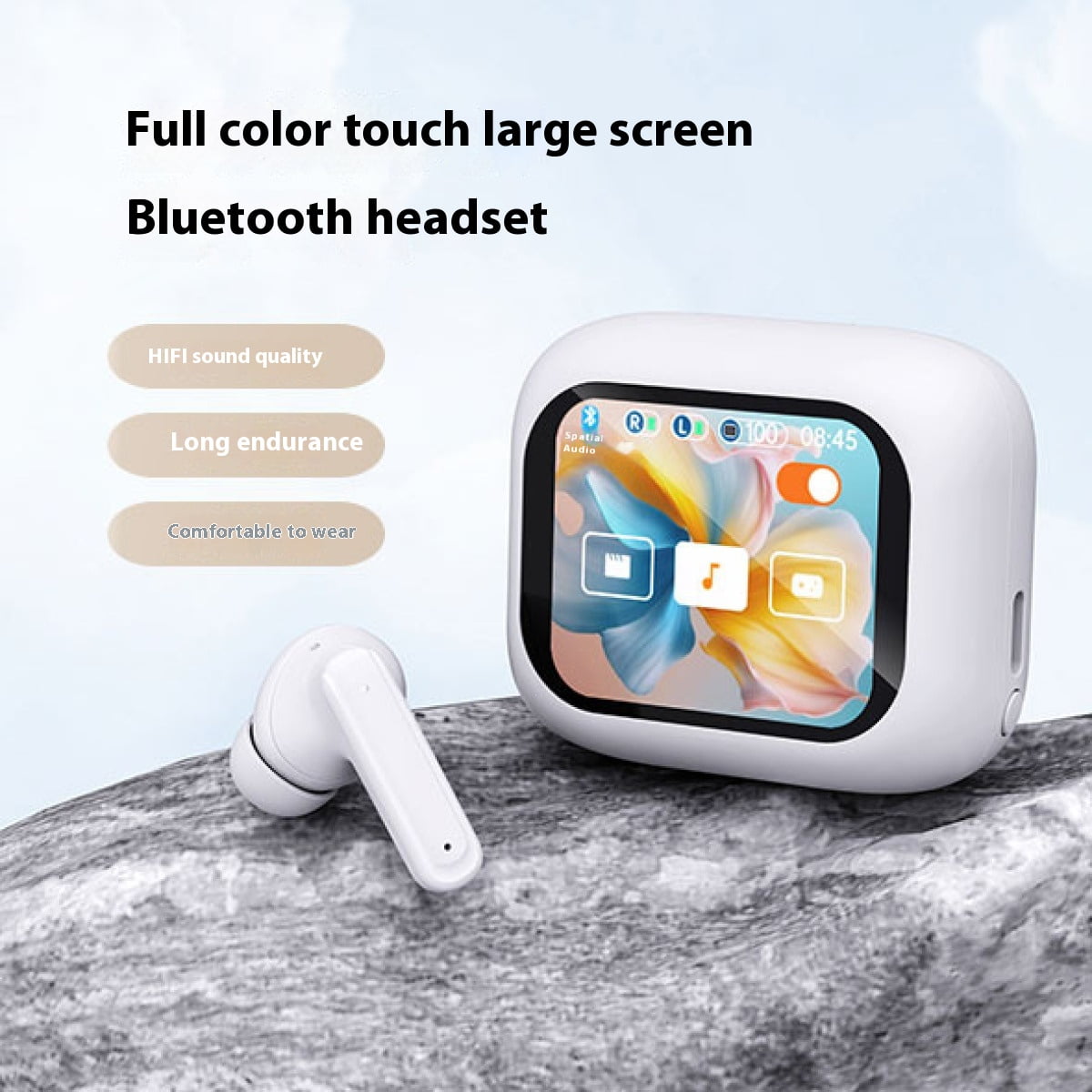 Smart Touch Screen Bluetooth Headset, Wireless Noise Cancelling Headset ...