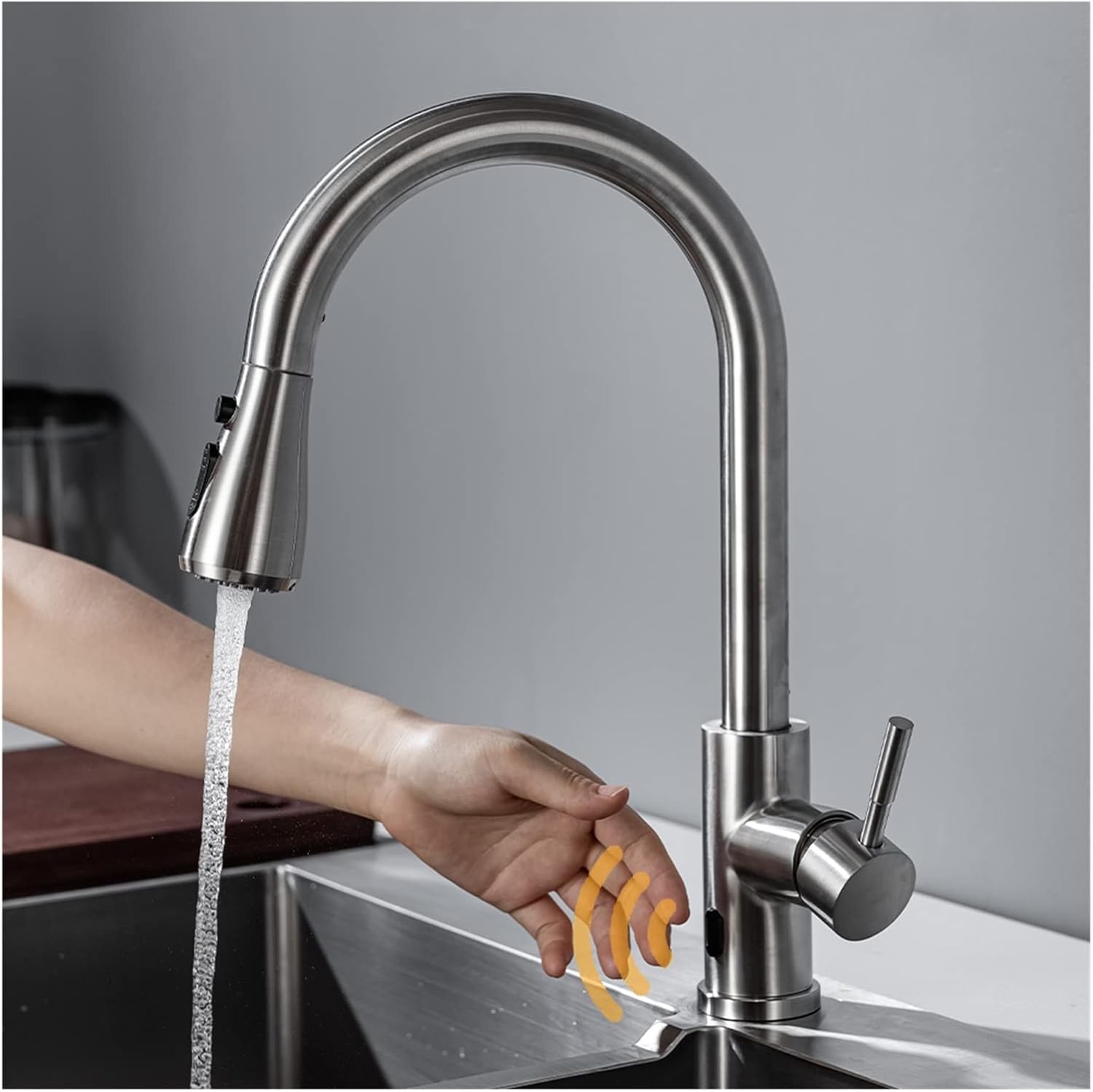 Smart Touchless Kitchen Faucet Brushed Vote Infrared Sensor Faucet ...