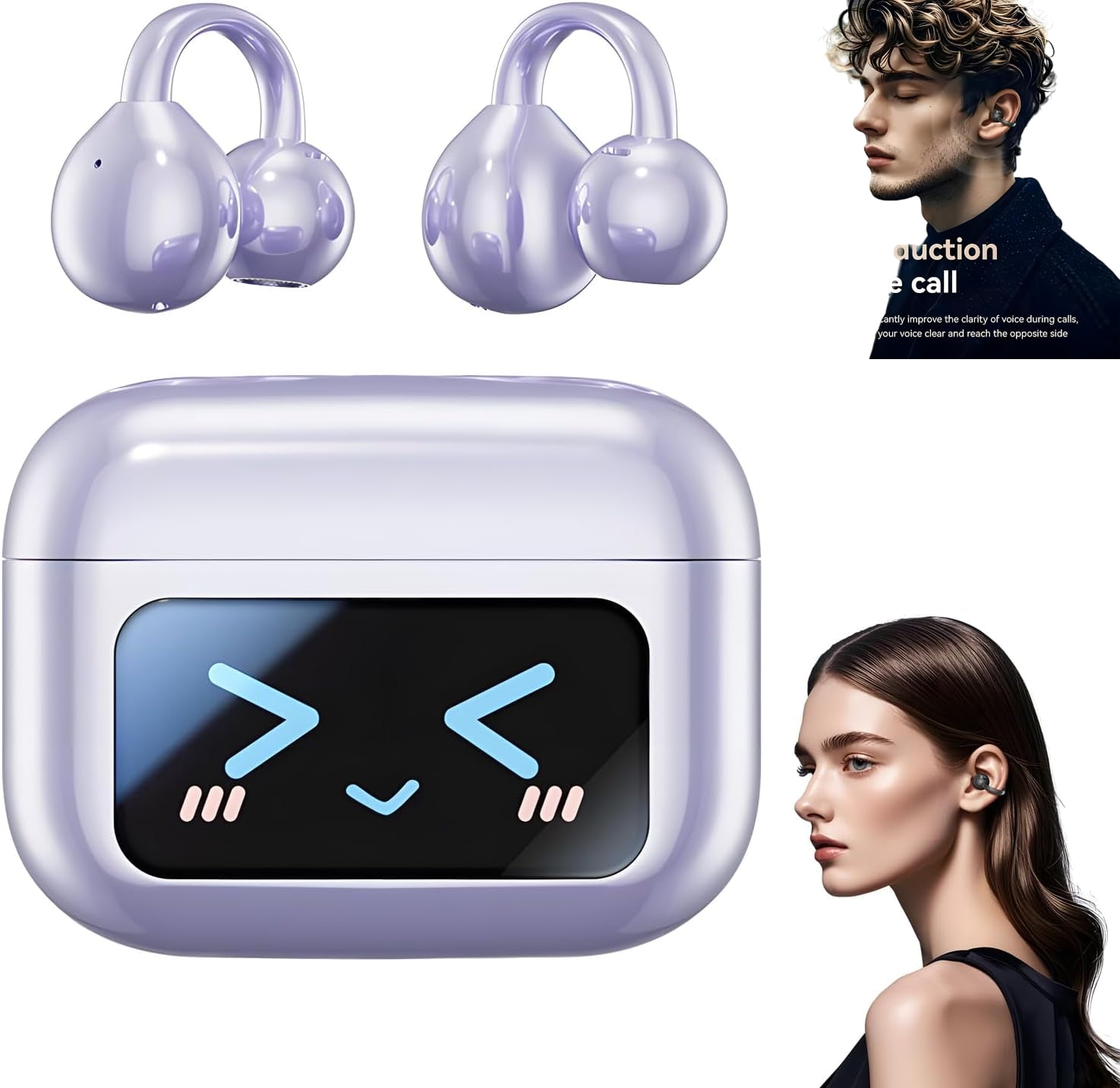 Smart Touchscreen Bluetooth Earbuds, Clip on Earbuds, M100 Clip on Ear ...