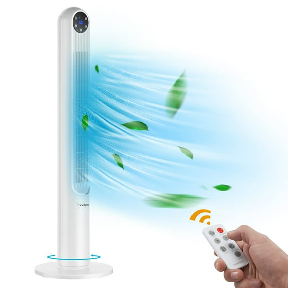 Smart Tower Fan 42 Inches, 80 Degrees Oscillating, Remote Control, 3 ...