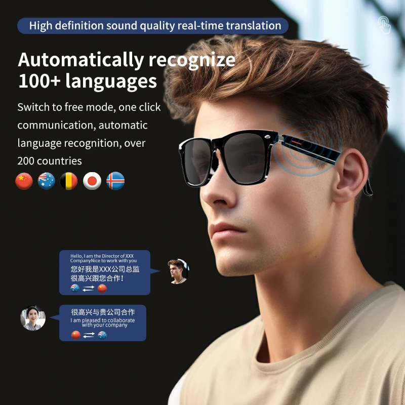 Smart Translation Glasses, 147 Languages, Bluetooth 5.3 Bone Conduction ...