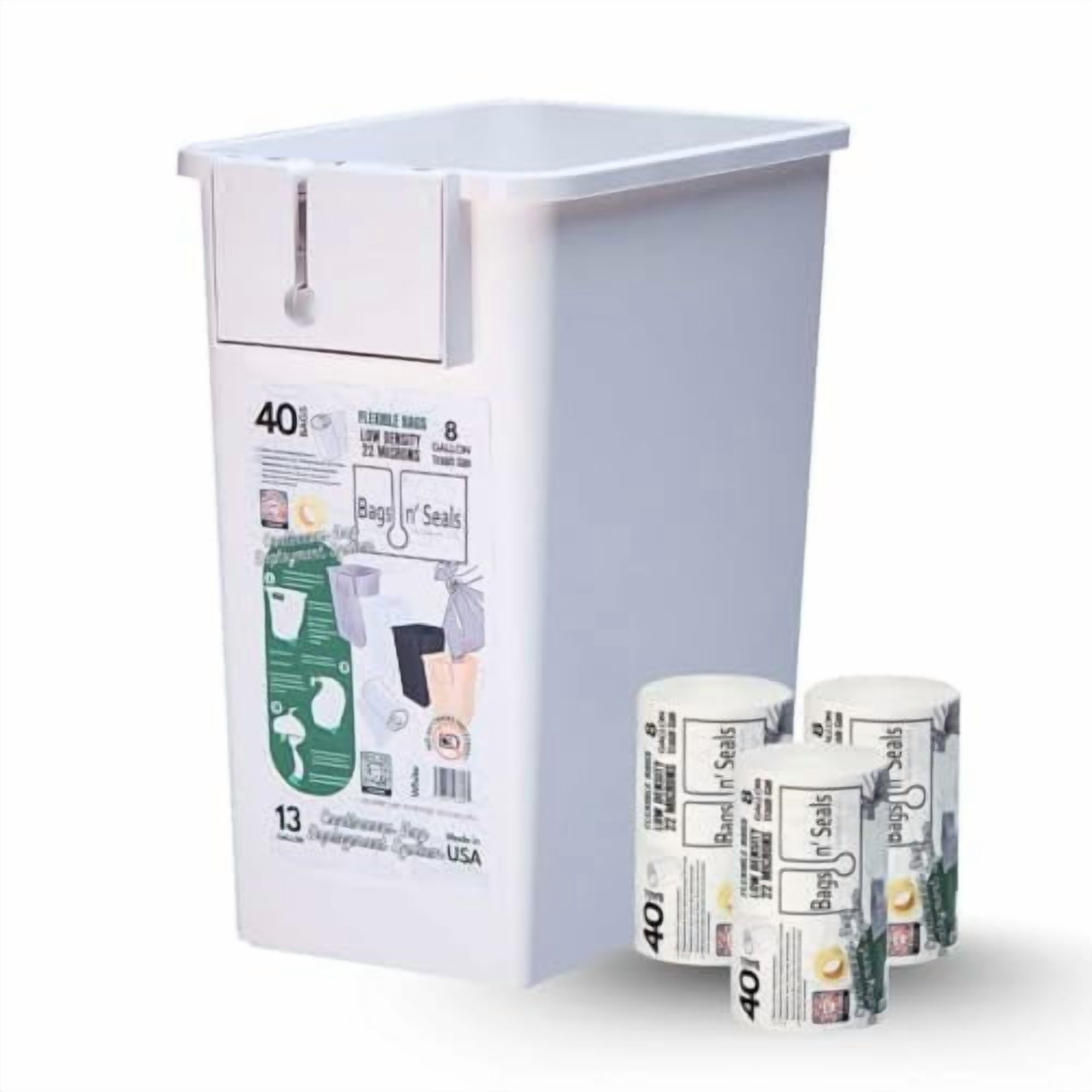 Smart Trash Can White 8.75 Gal Kitchen & Office Wastebasket with Bag ...